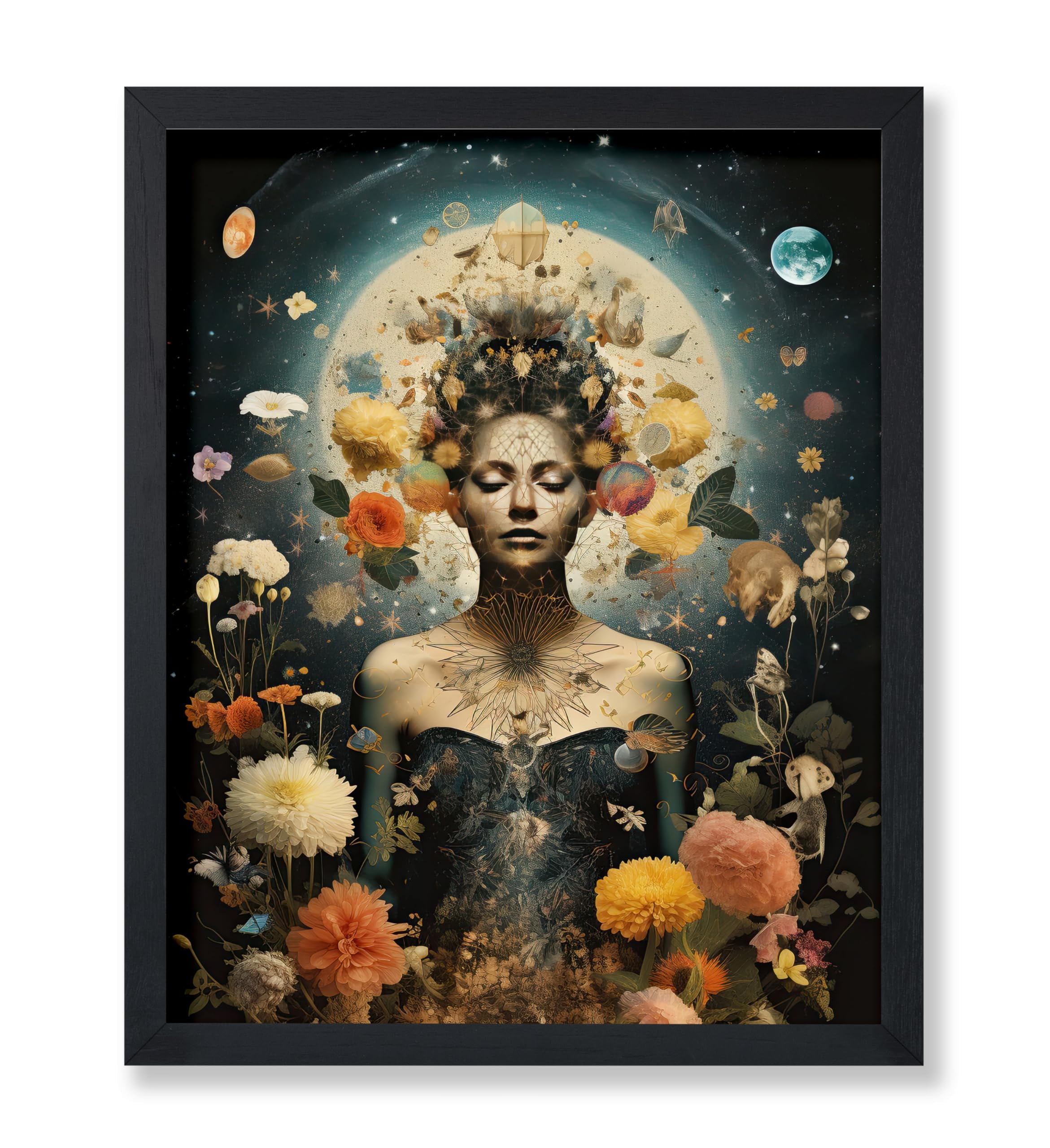 Poster Master Meditation Poster - Galaxy Print - Weird Surreal Art ...