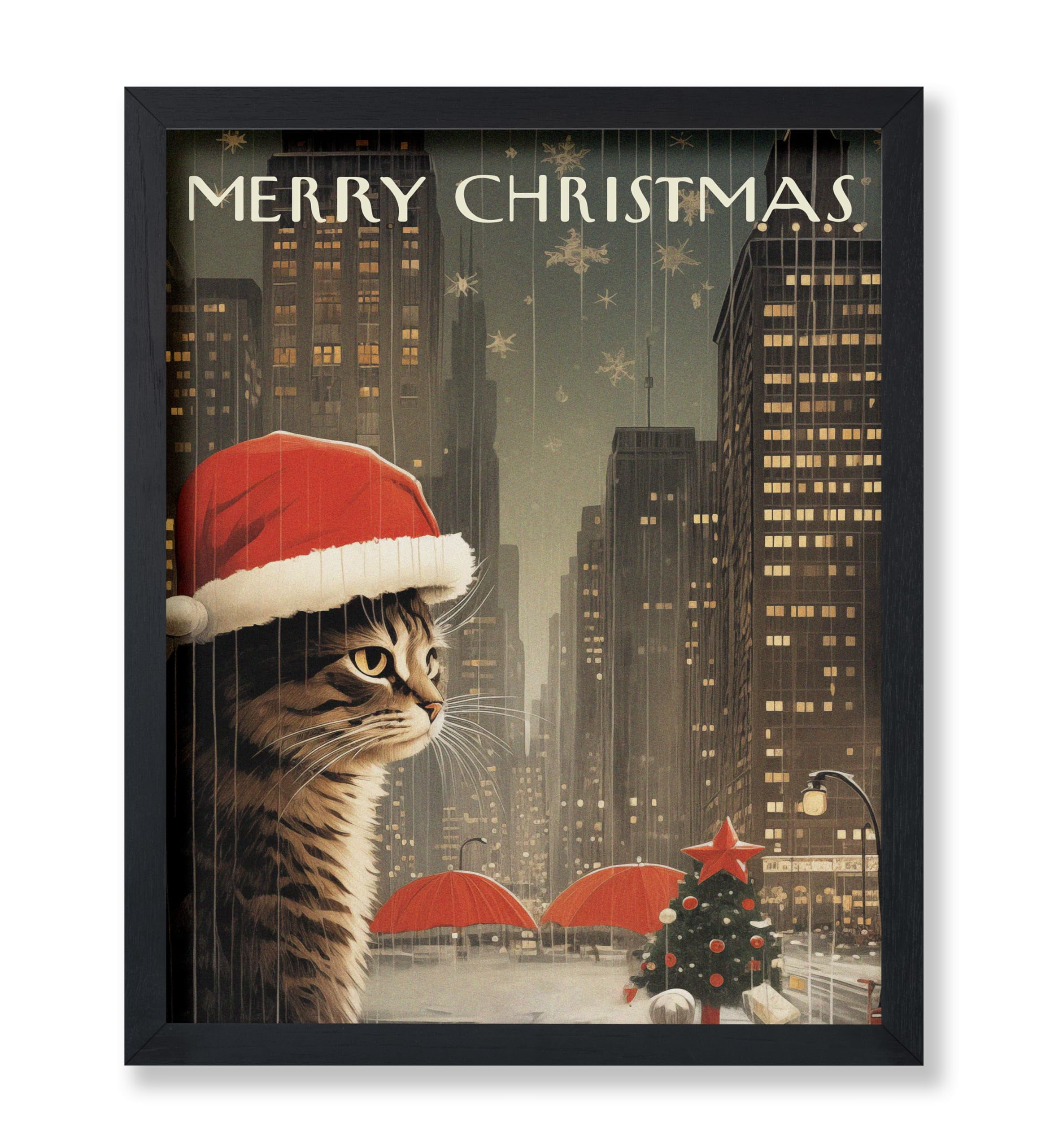 Poster Master Merry Christmas Poster - Cat Print - Christmas Art ...