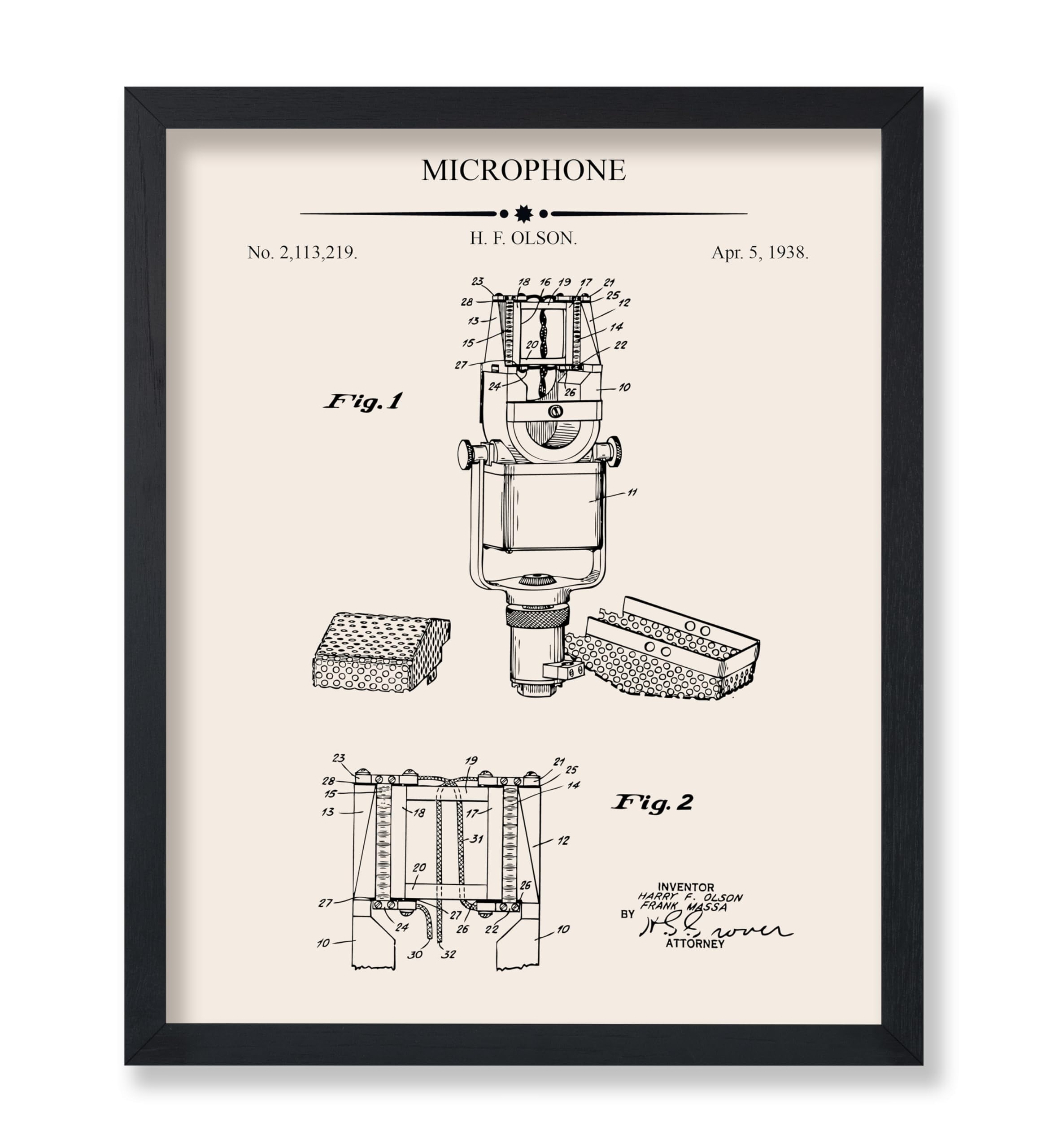 Poster Master Microphone Blueprint Poster - Microphone Patent Print ...
