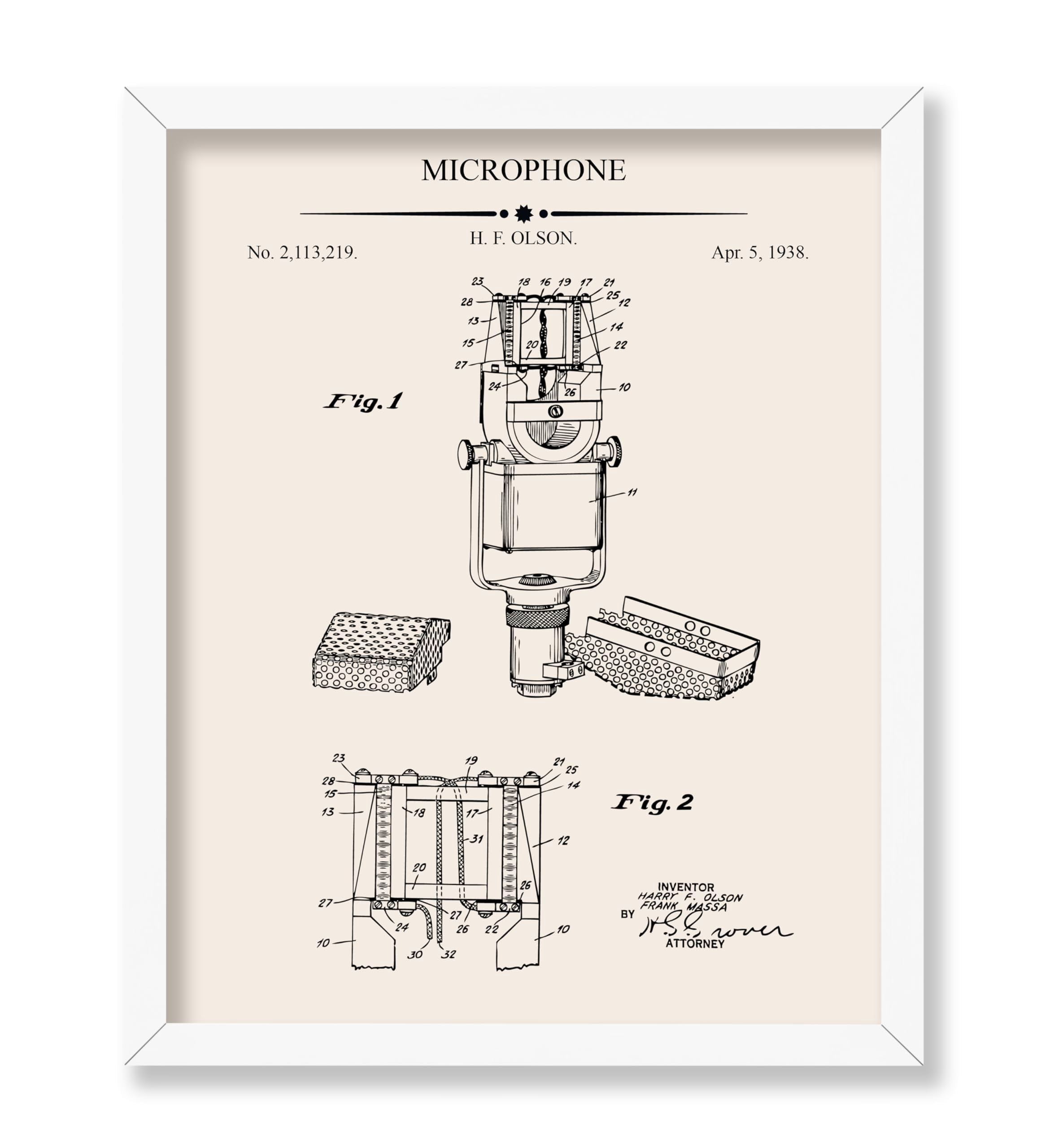 Poster Master Microphone Blueprint Poster - Microphone Patent Print ...