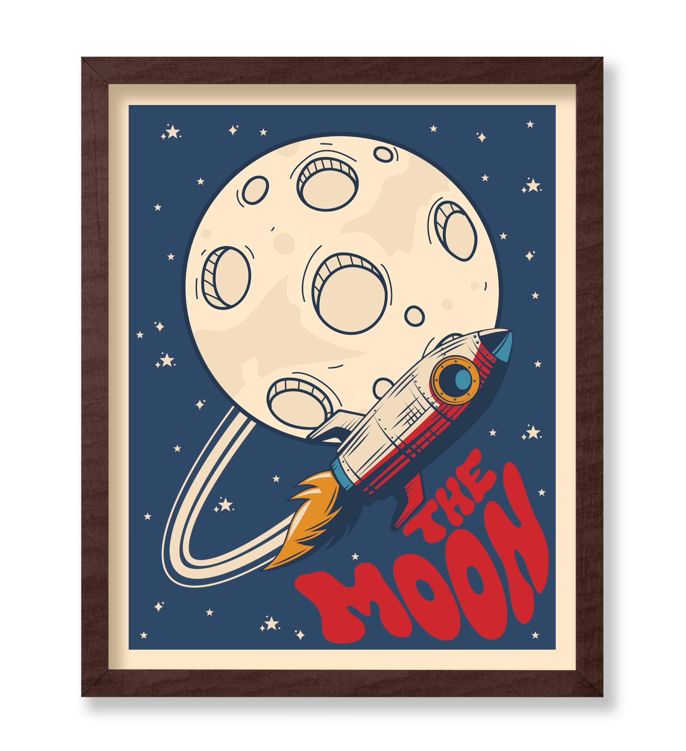 Poster Master The Moon Poster - Retro Rocket Print - Full Moon Art ...