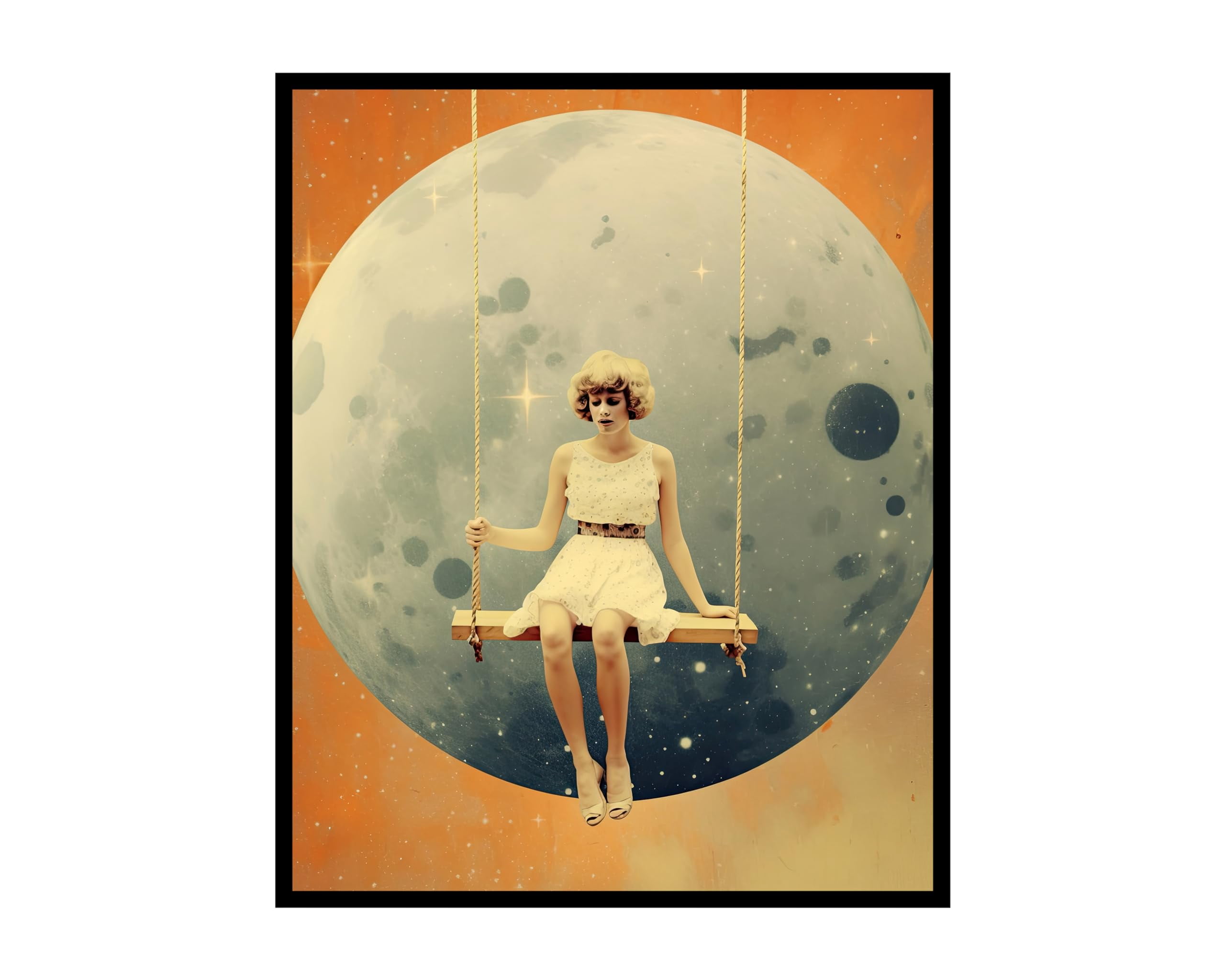 Poster Master Moon Poster - Woman on a Swing Print - Surreal Art ...