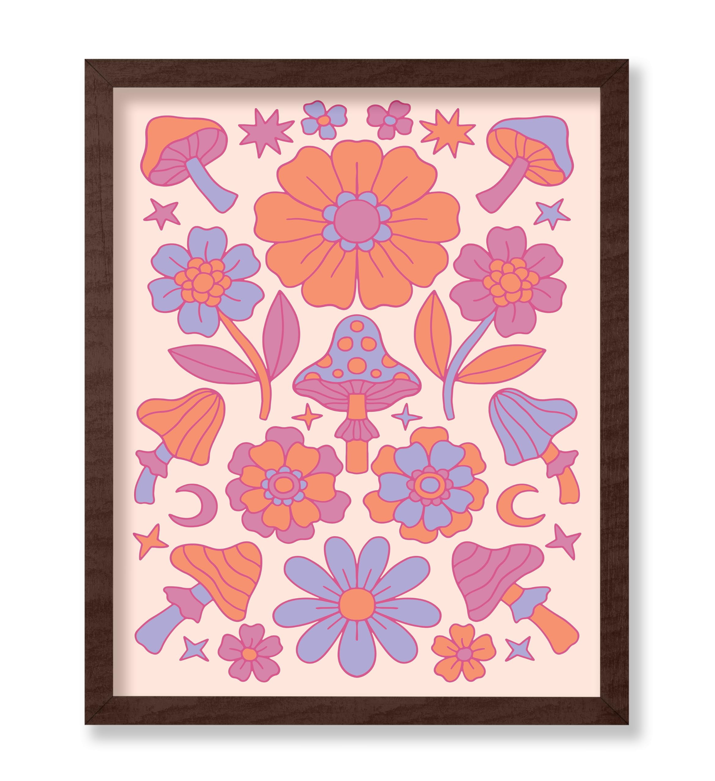 Poster Master Mushrooms & Flowers Poster - Retro Boho Print - Trendy ...