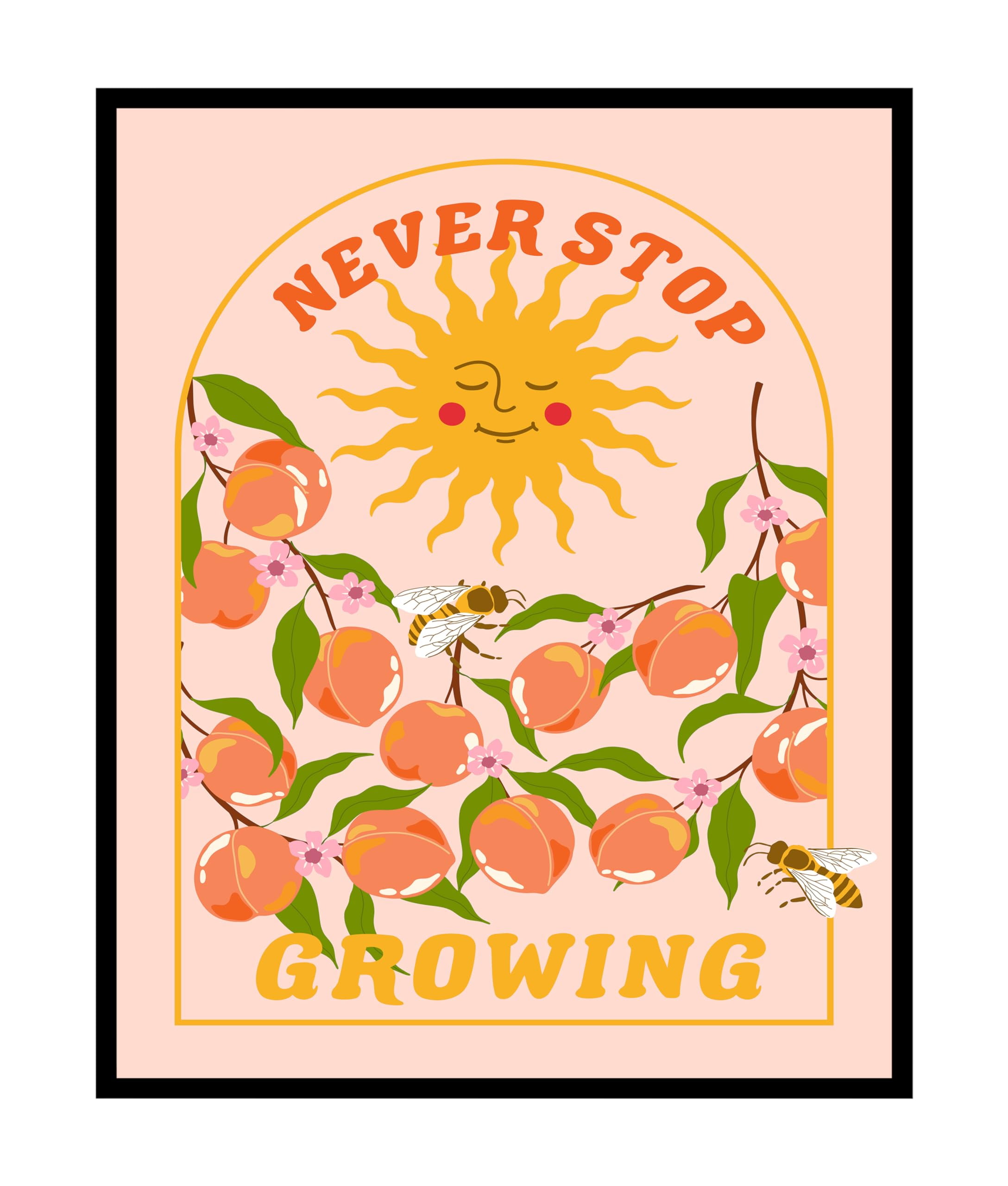 Poster Master Never Stop Growing Poster - Retro Motivational Print ...