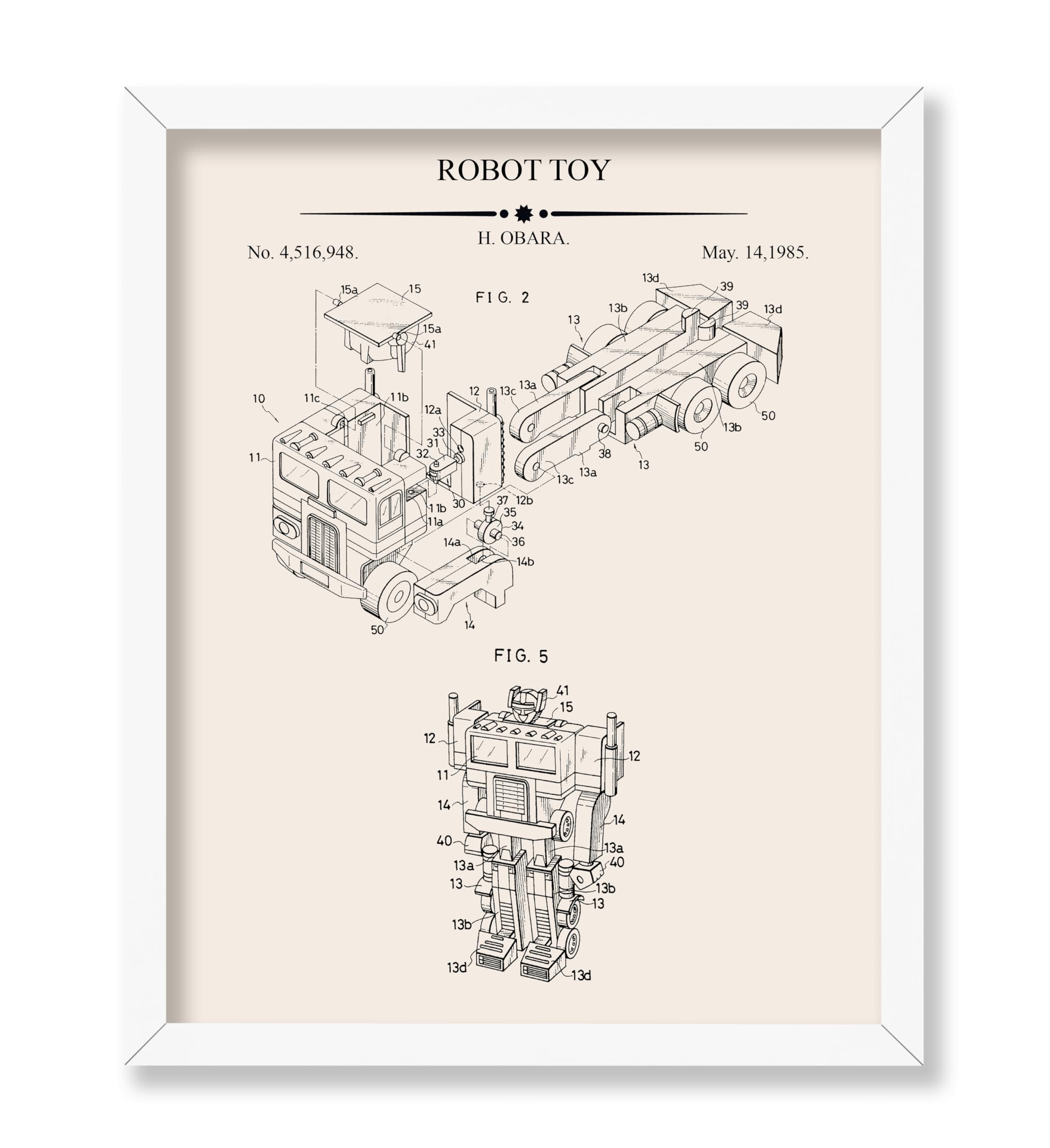Poster Master Optimus Robot Blueprint Poster - Transforming Toy Patent ...