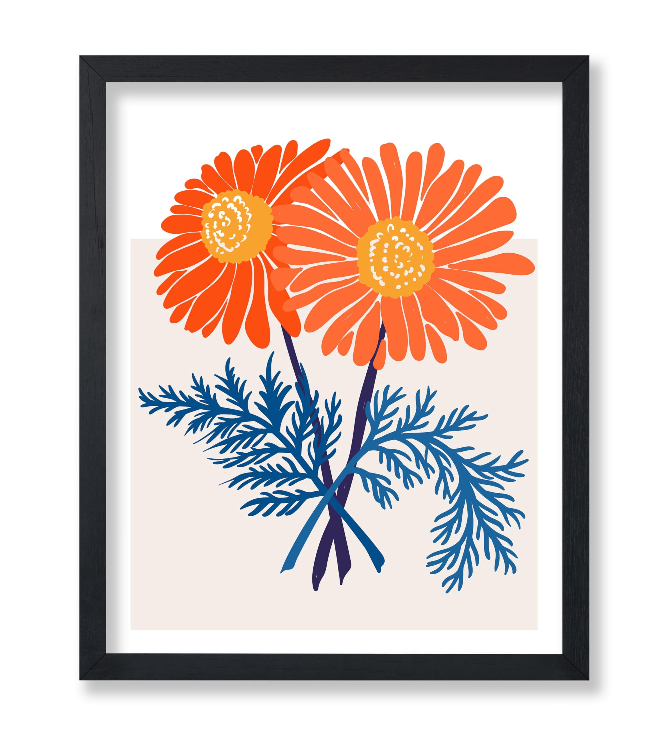 Poster Master Orange Daisy Poster - Retro Flower Print - Abstract Art ...