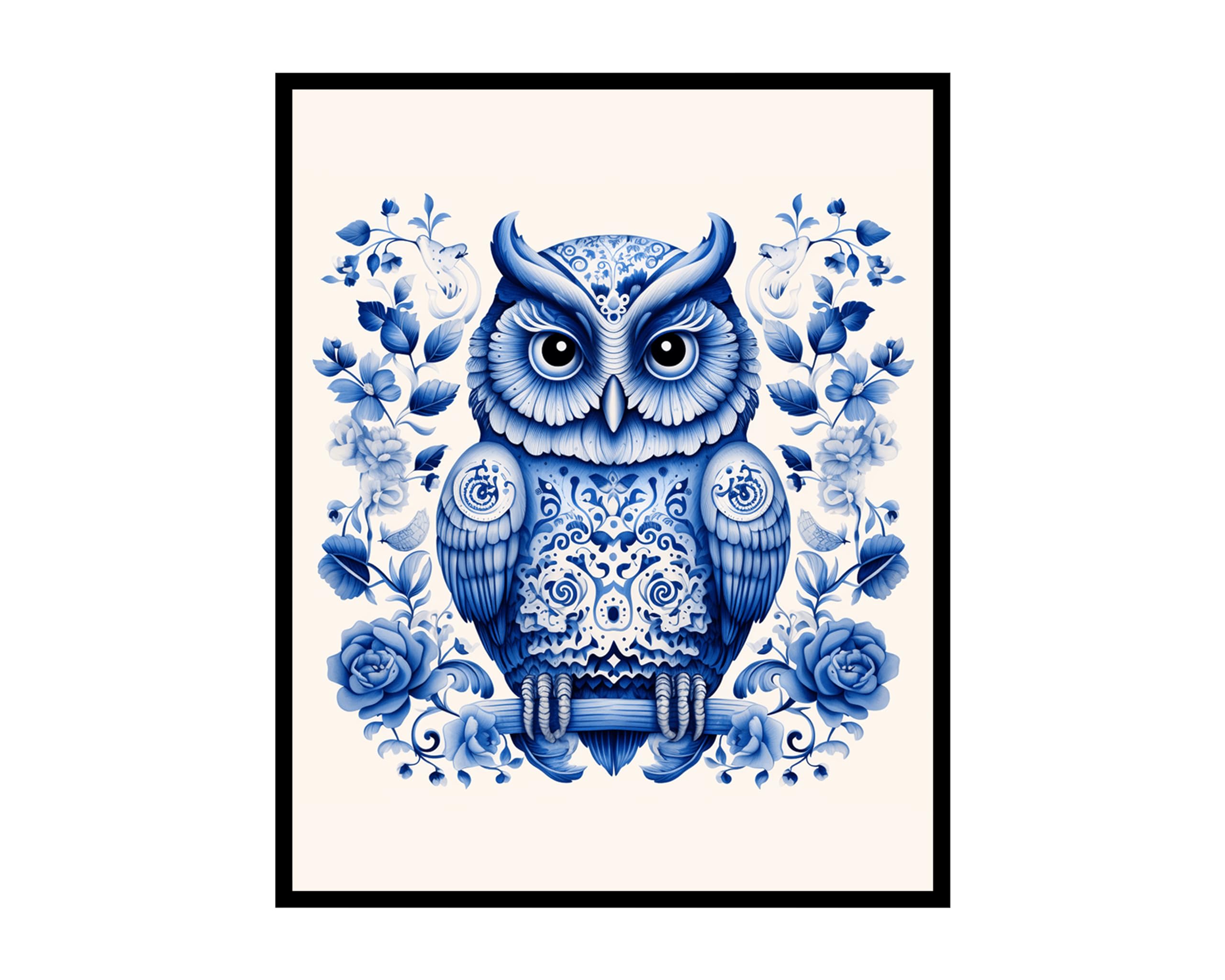 Poster Master Owl Poster - Bird Print - Flower Art - Ornamental Art ...