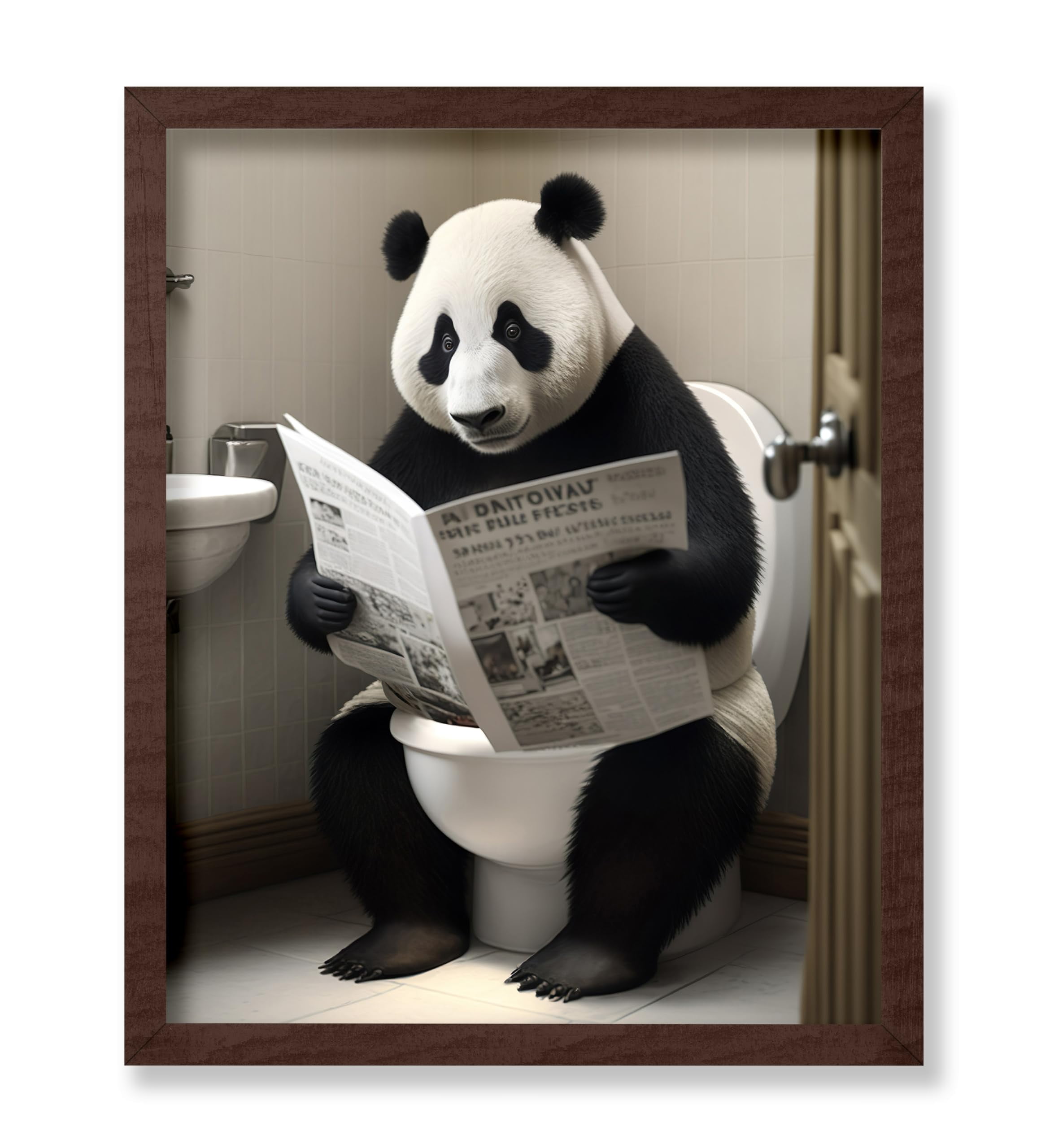 Poster Master Panda Sitting on Toilet Poster - Panda Reading a ...