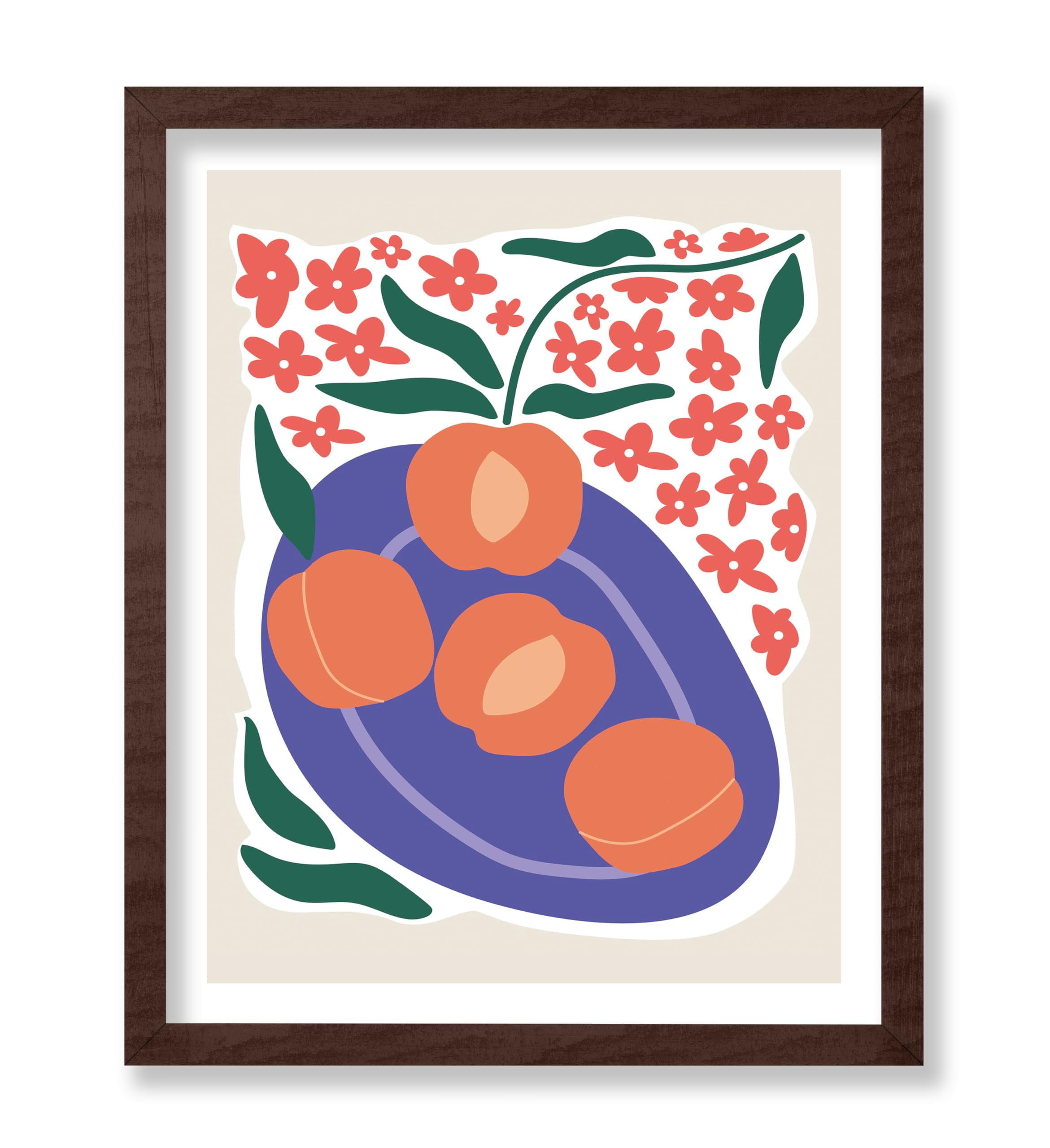 Poster Master Peaches & Flowers Poster - Retro Peach Print - Fruit Art ...