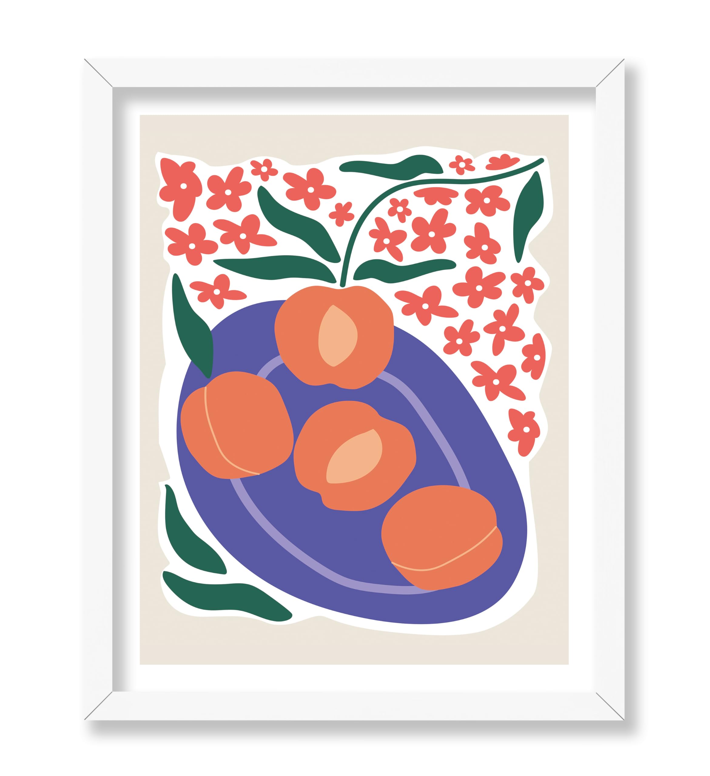 Poster Master Peaches & Flowers Poster - Retro Peach Print - Fruit Art ...