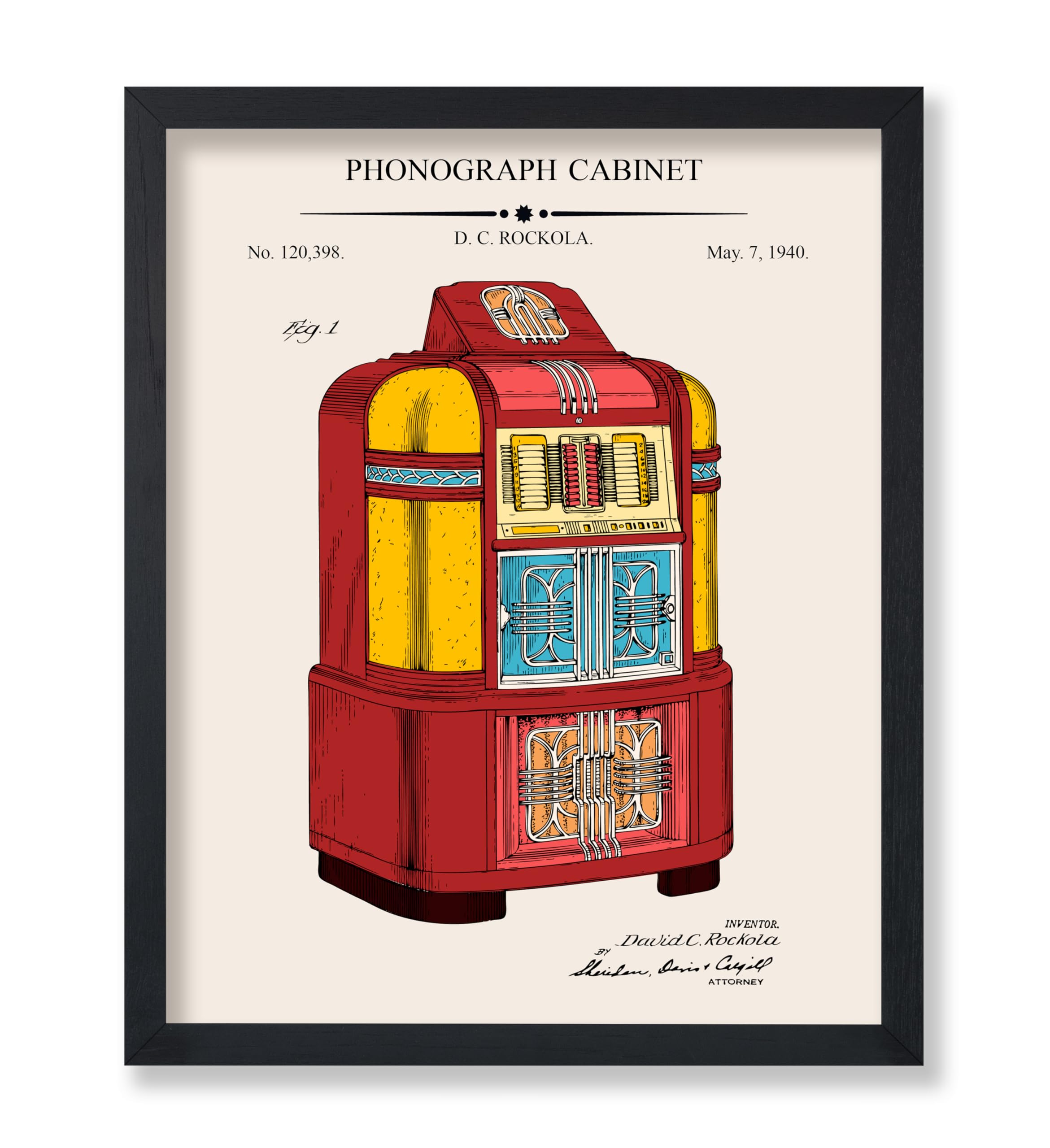 Poster Master Phonograph Cabinet Blueprint Poster - Jukebox Patent ...