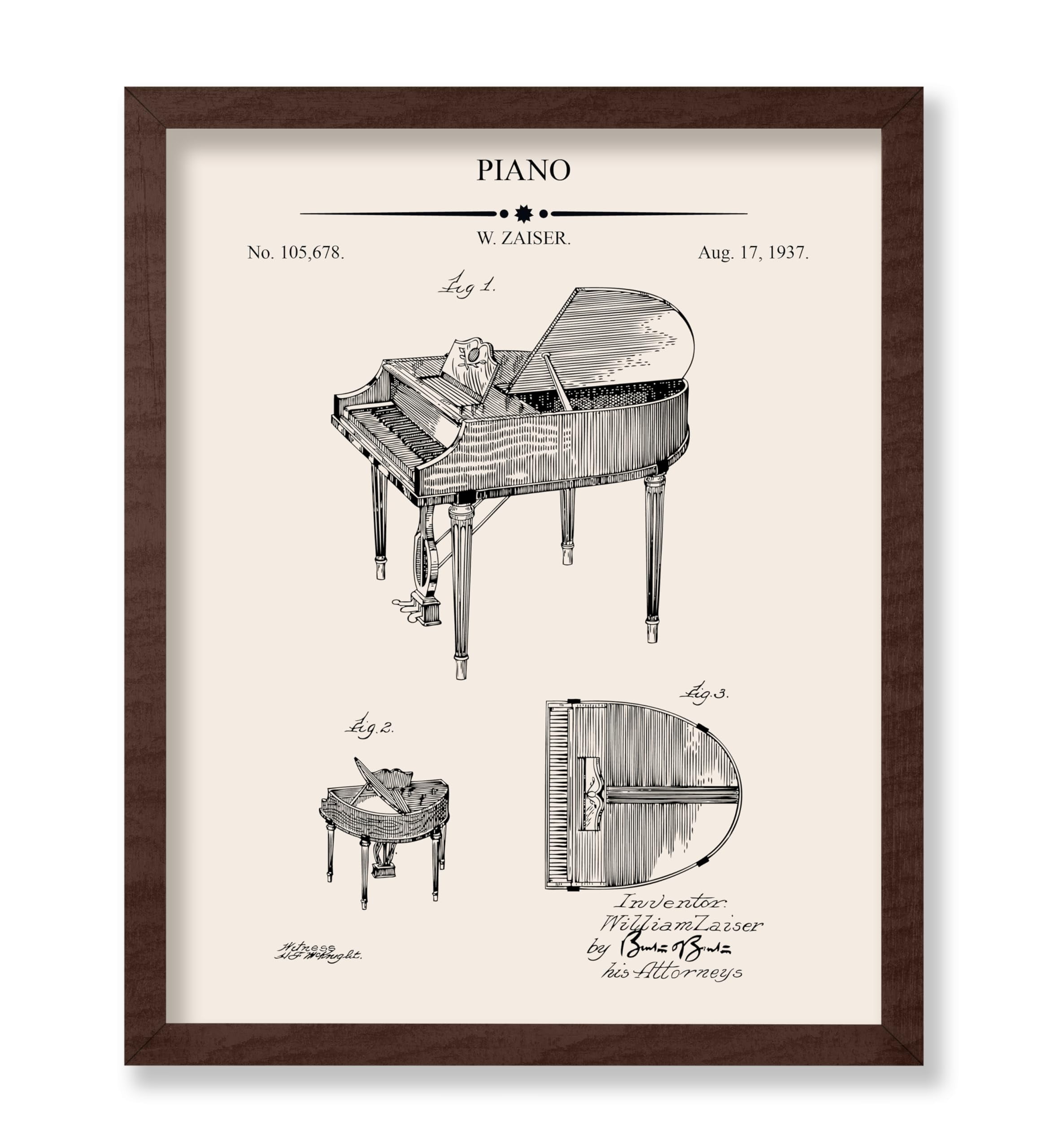 Poster Master Piano Blueprint Poster - Piano Patent Print - Classical ...