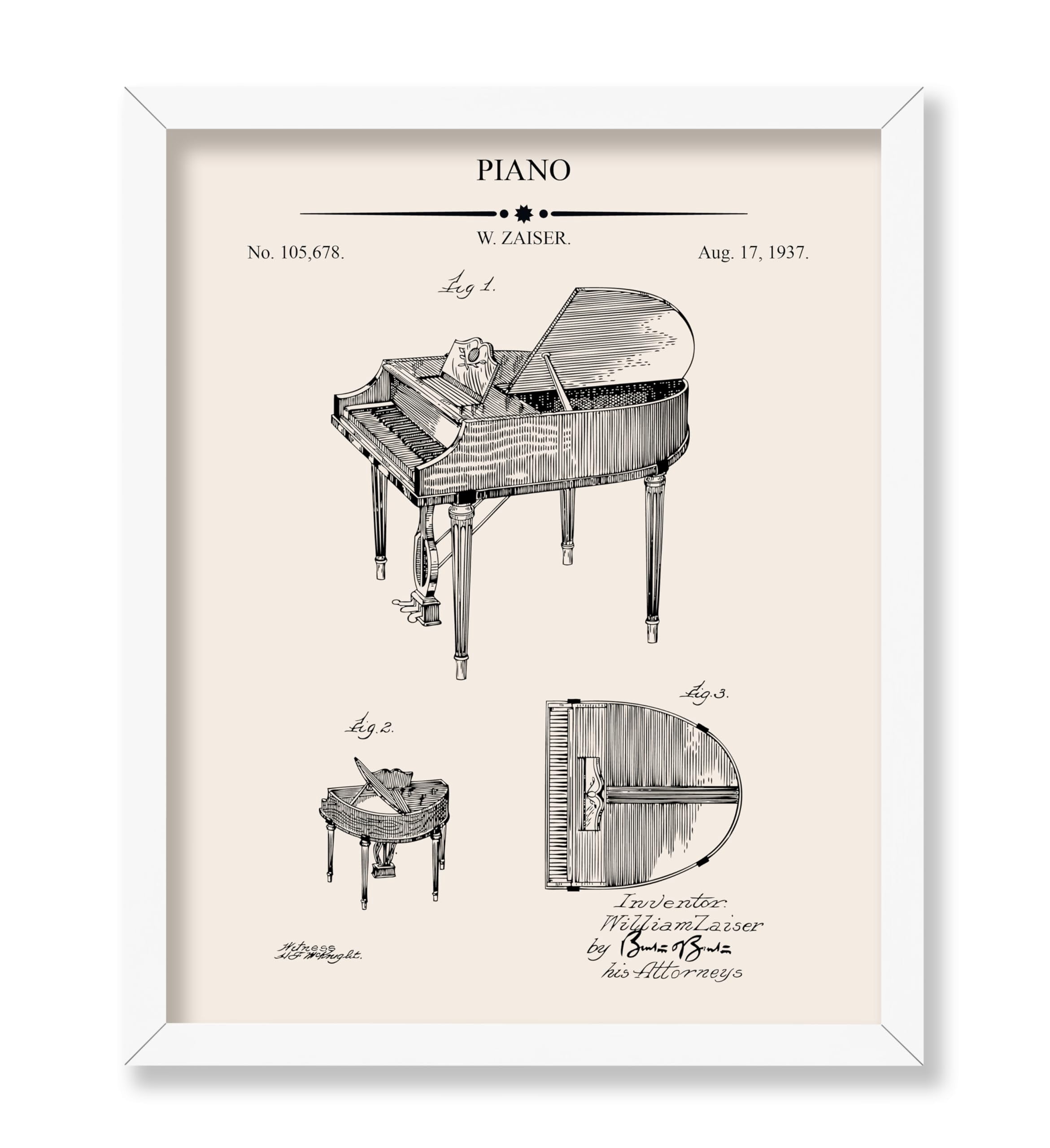 Poster Master Piano Blueprint Poster - Piano Patent Print - Classical ...