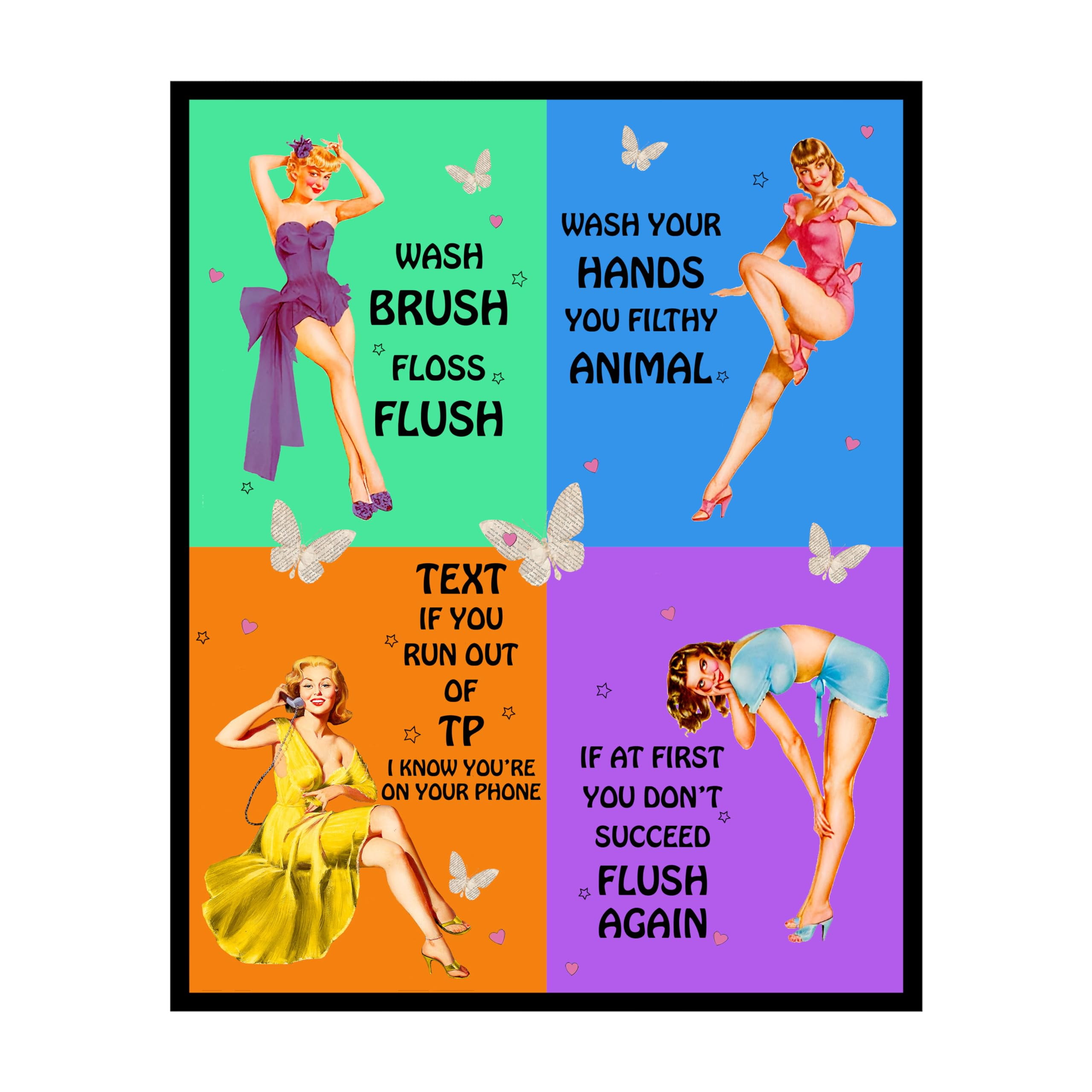 Poster Master Pin Up Girl Poster Hygiene Print Butterfly Art