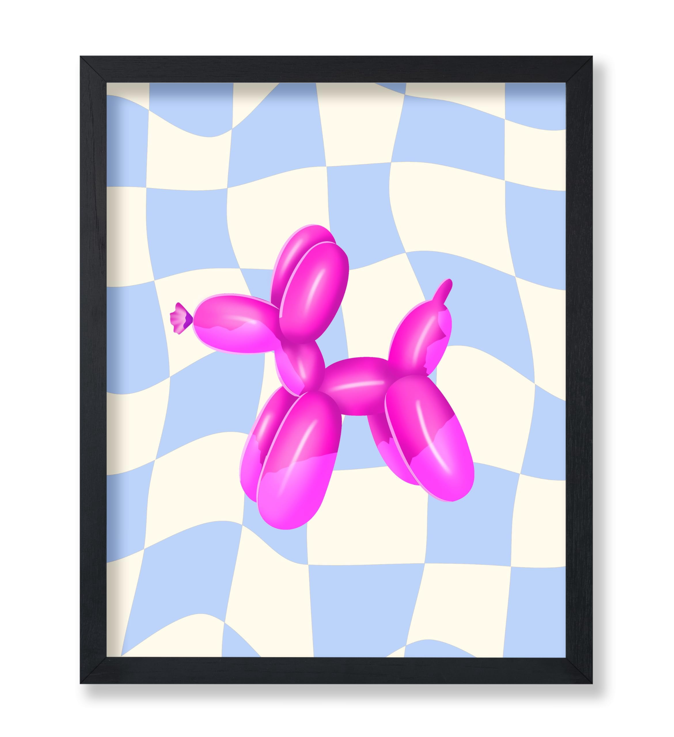 Poster Master Pink Balloon Dog Poster - Blue Checkered Print - Balloon ...