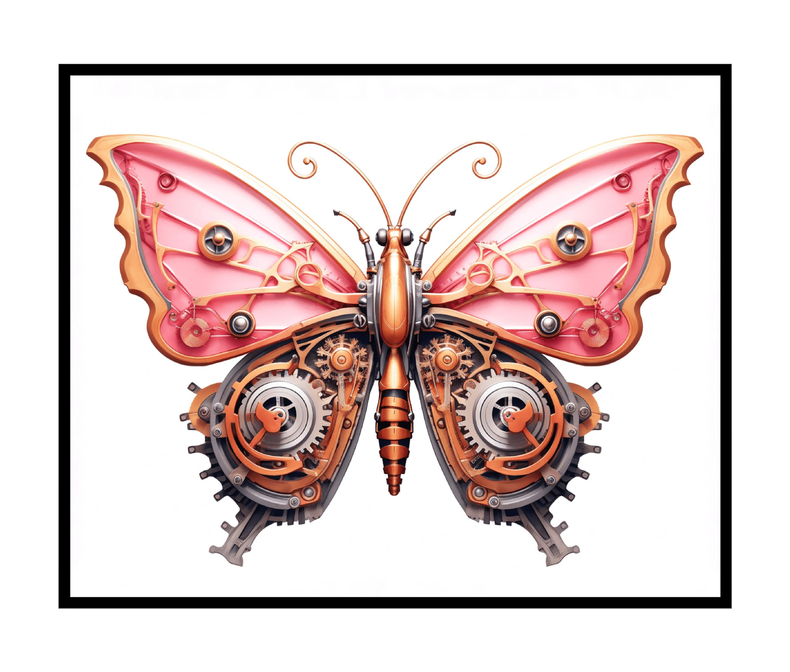 Poster Master Pink Butterfly Poster - Mechanical Butterfly Print ...