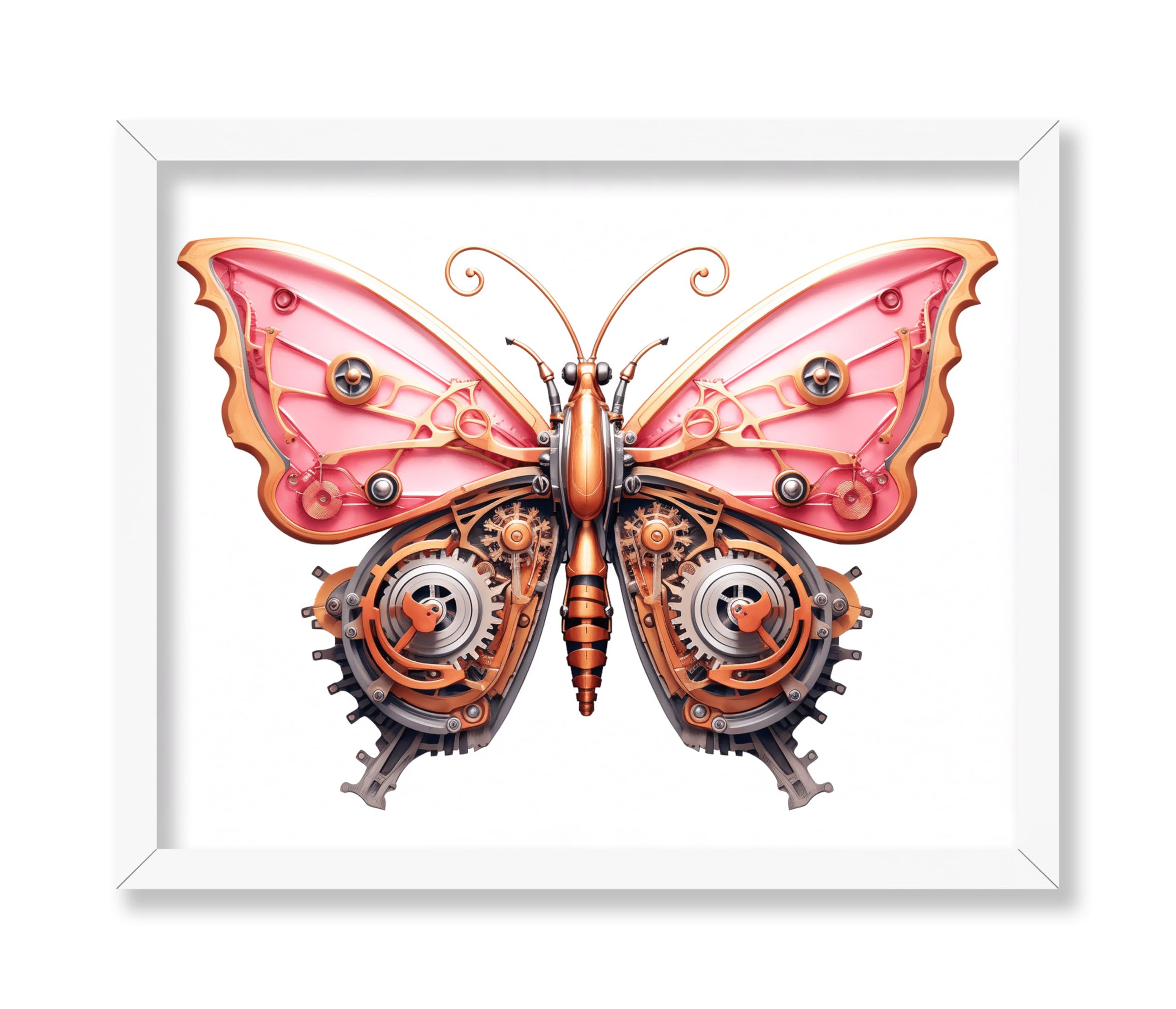 Poster Master Pink Butterfly Poster - Mechanical Butterfly Print ...
