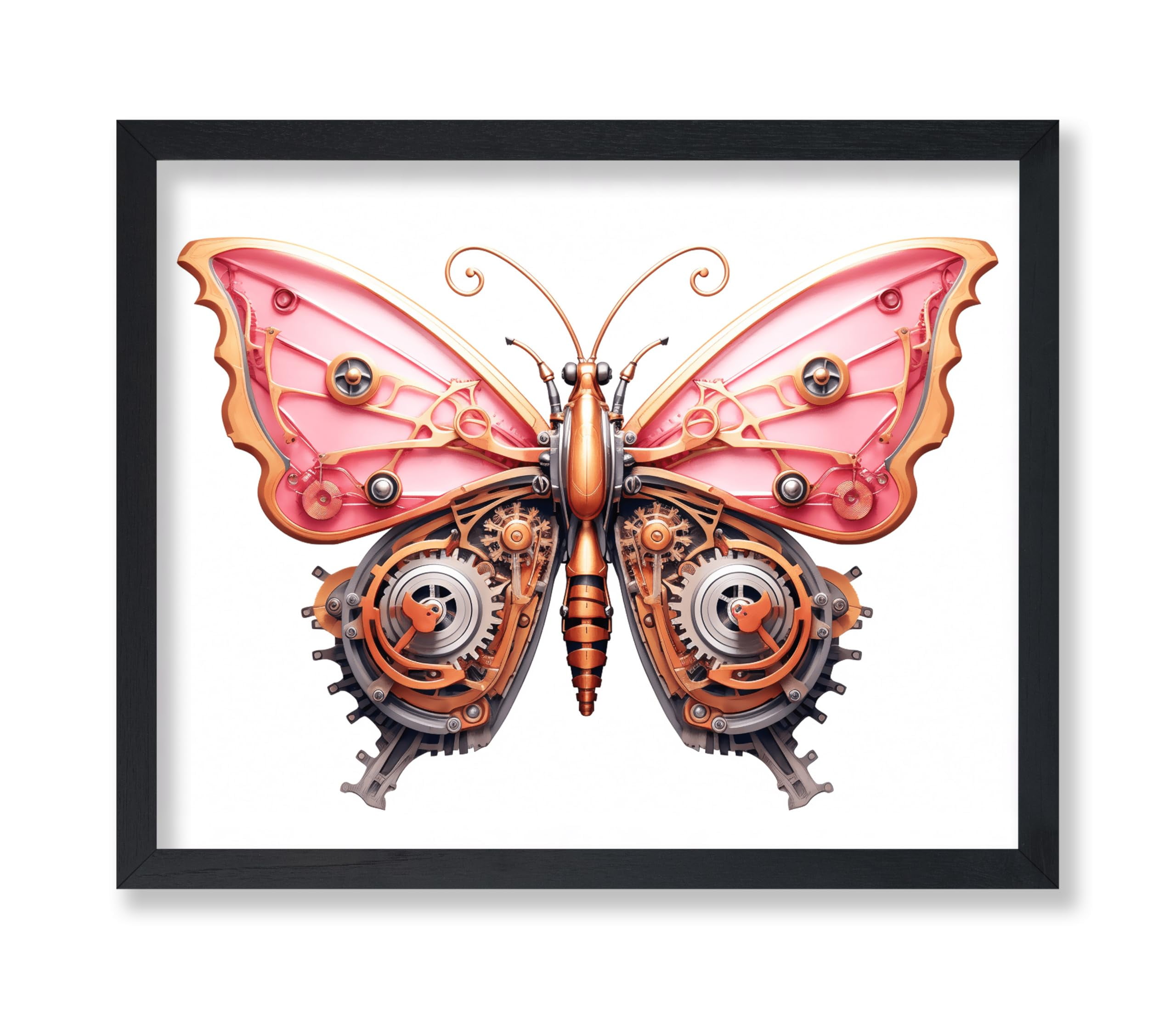Poster Master Pink Butterfly Poster - Mechanical Butterfly Print ...