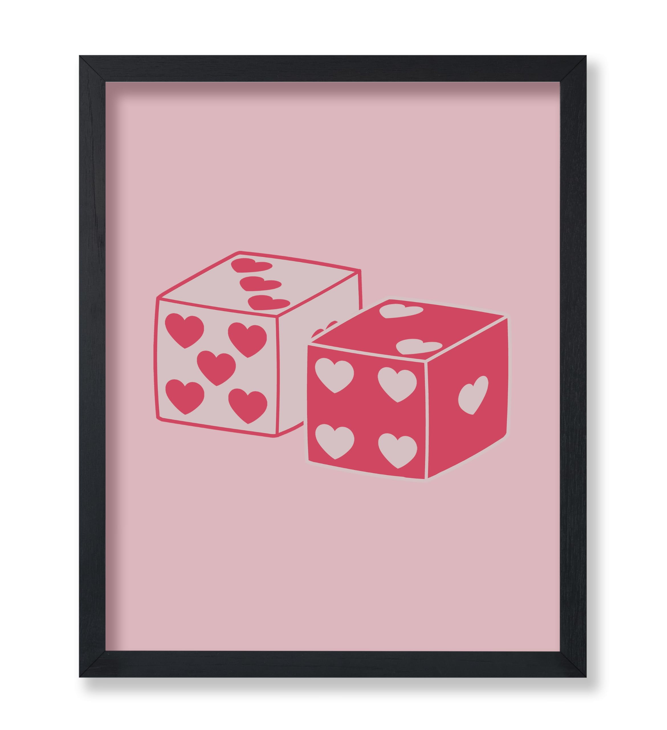 Poster Master Pink Dice Poster - Retro Lucky Dice Hearts Print - Preppy ...