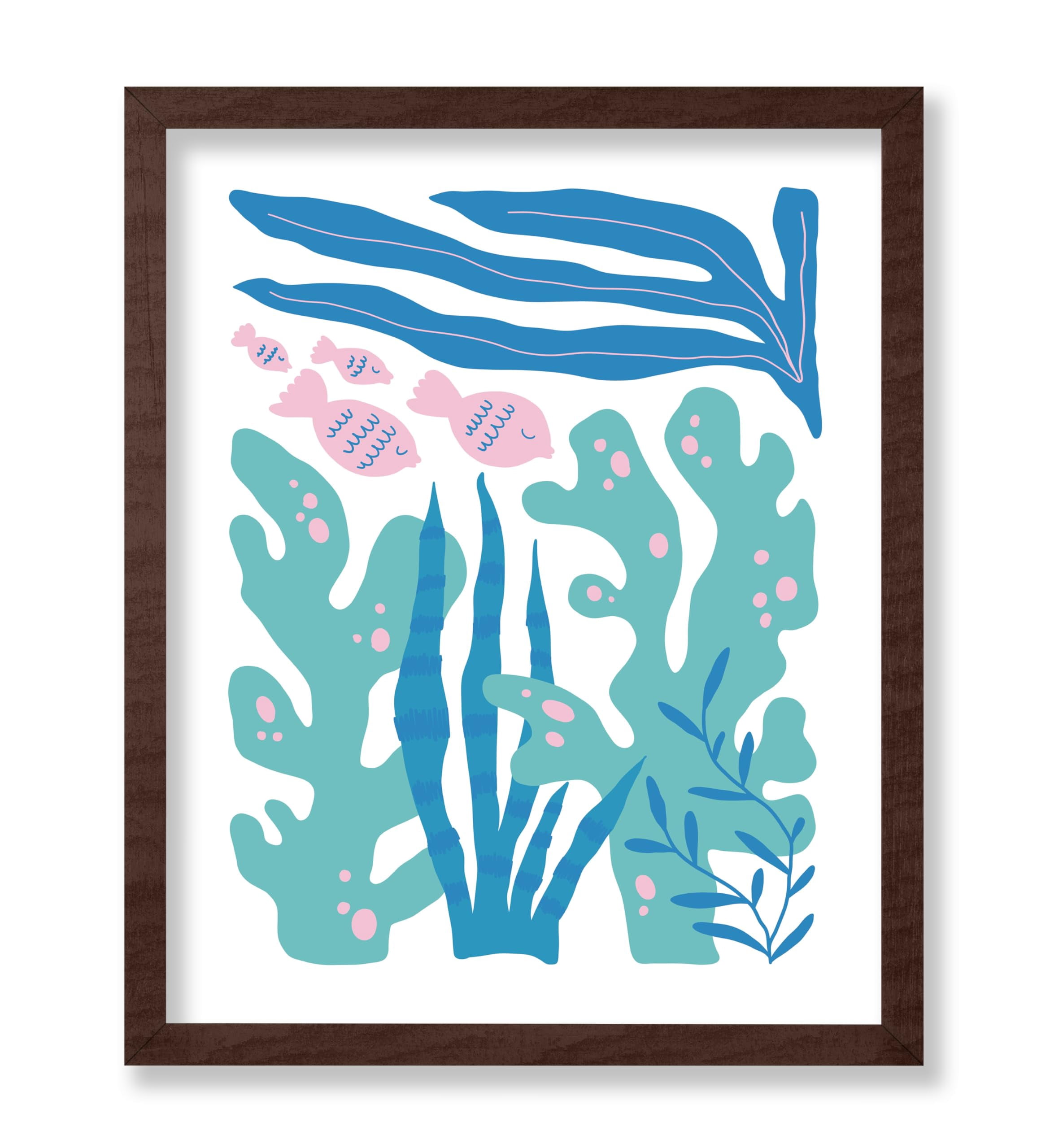 Poster Master Pink Fish Poster - Retro Corals Print - Aquatic Art ...