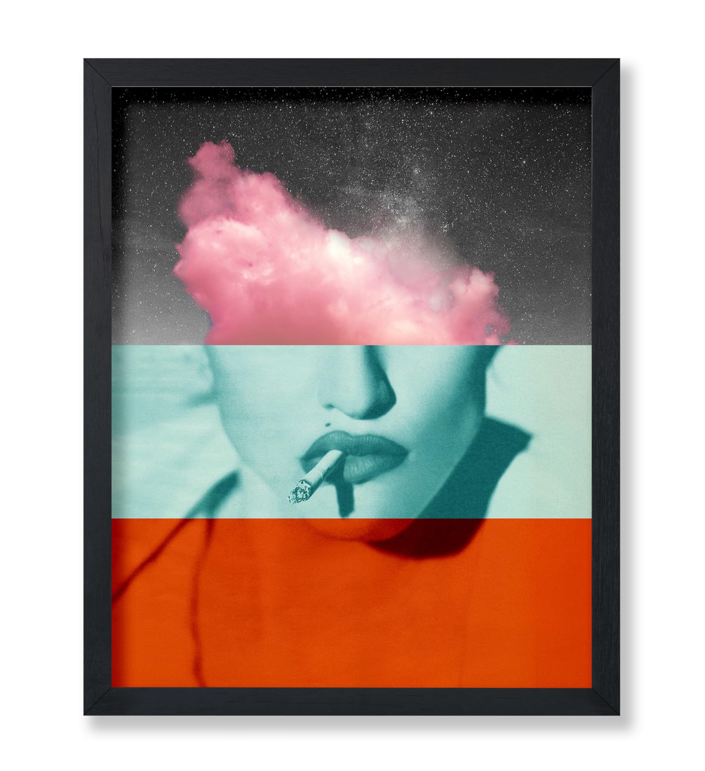 Poster Master Pink Smoke Poster - Woman Portrait Print - Collage Art ...