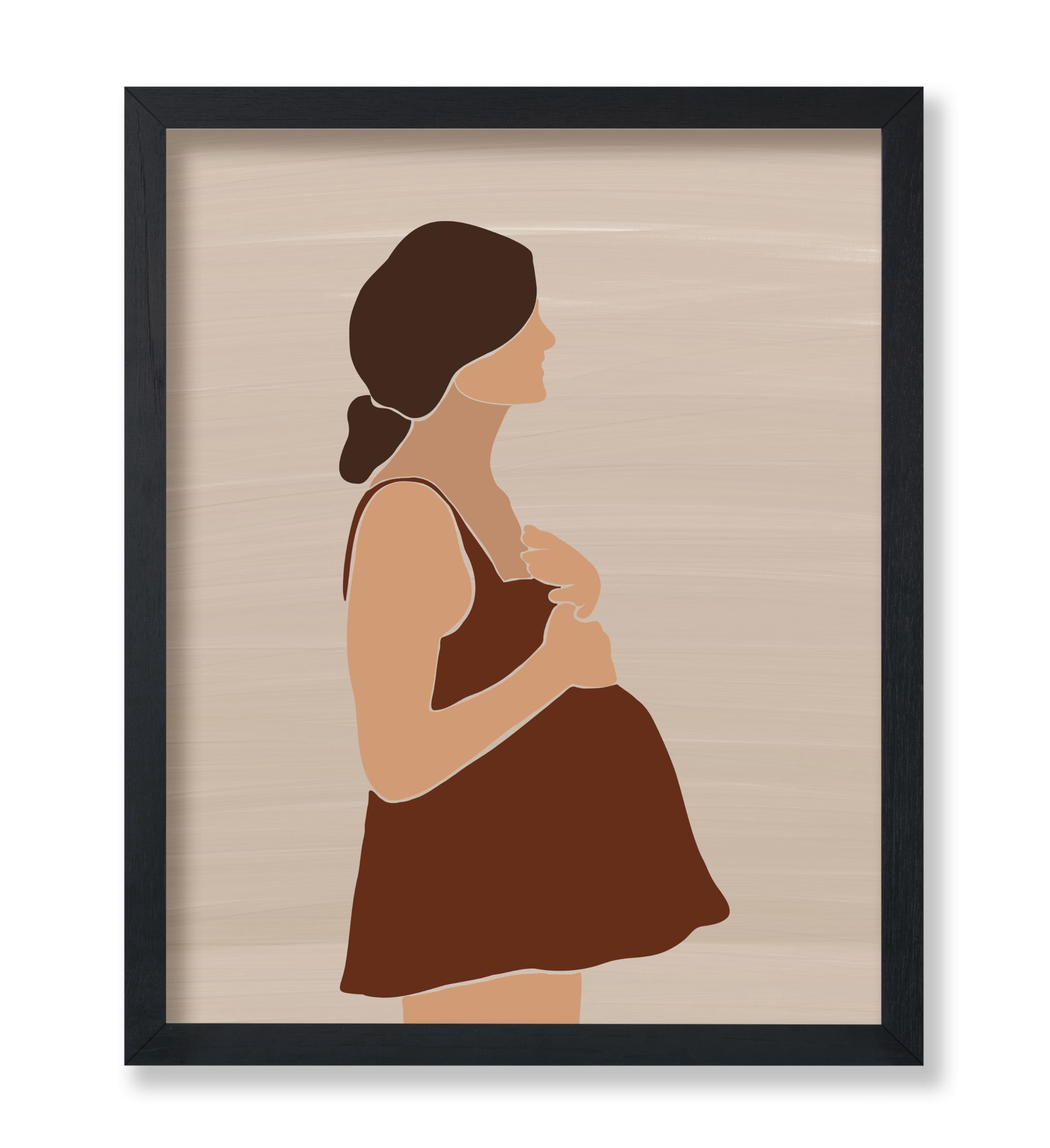 Poster Master Pregnant Woman In Brown Dress Poster - Retro Pregnancy ...
