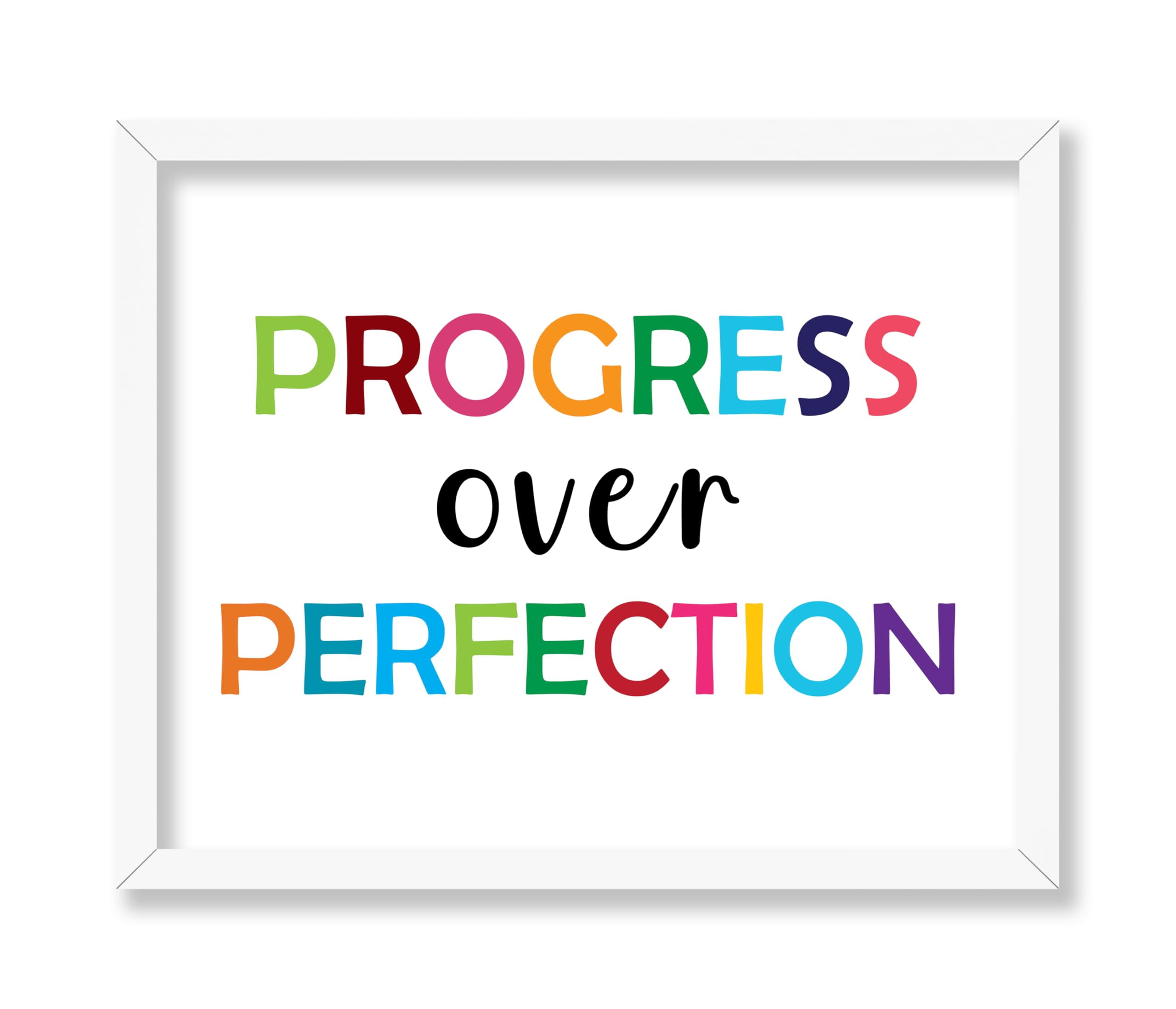Poster Master Progress Over Perfection Poster - Educational Print - Typography Art - Rainbow Art ...