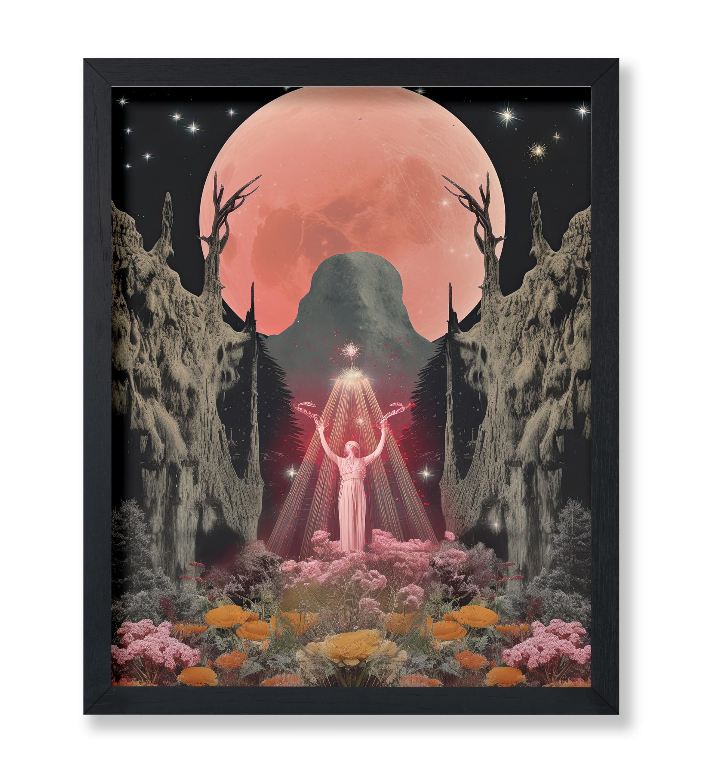 Poster Master Psychedelic Poster - Pink Moon Print - Meditation Art ...