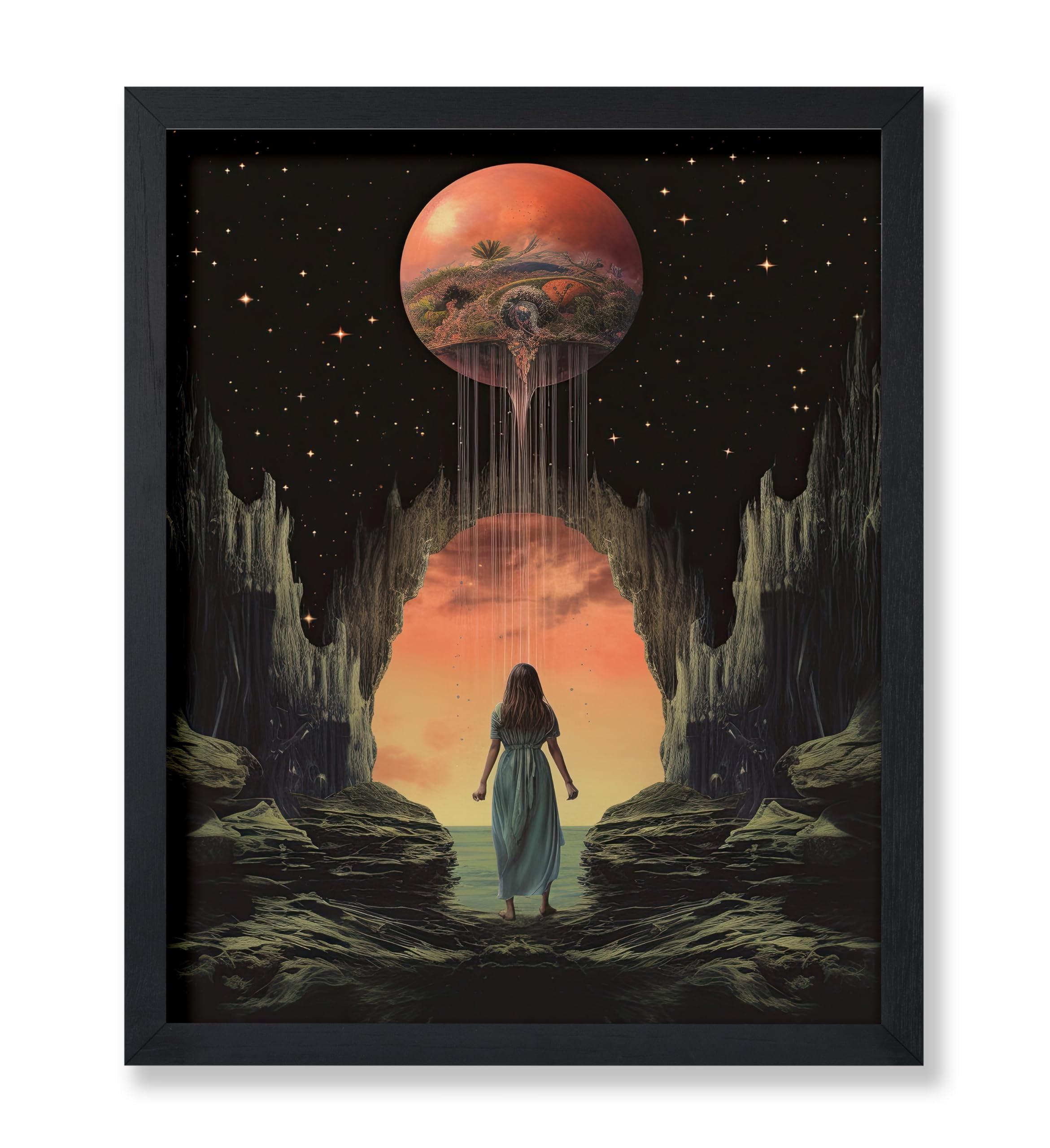 Poster Master Psychedelic Poster - Surreal Print - Red Moon Art - Space ...