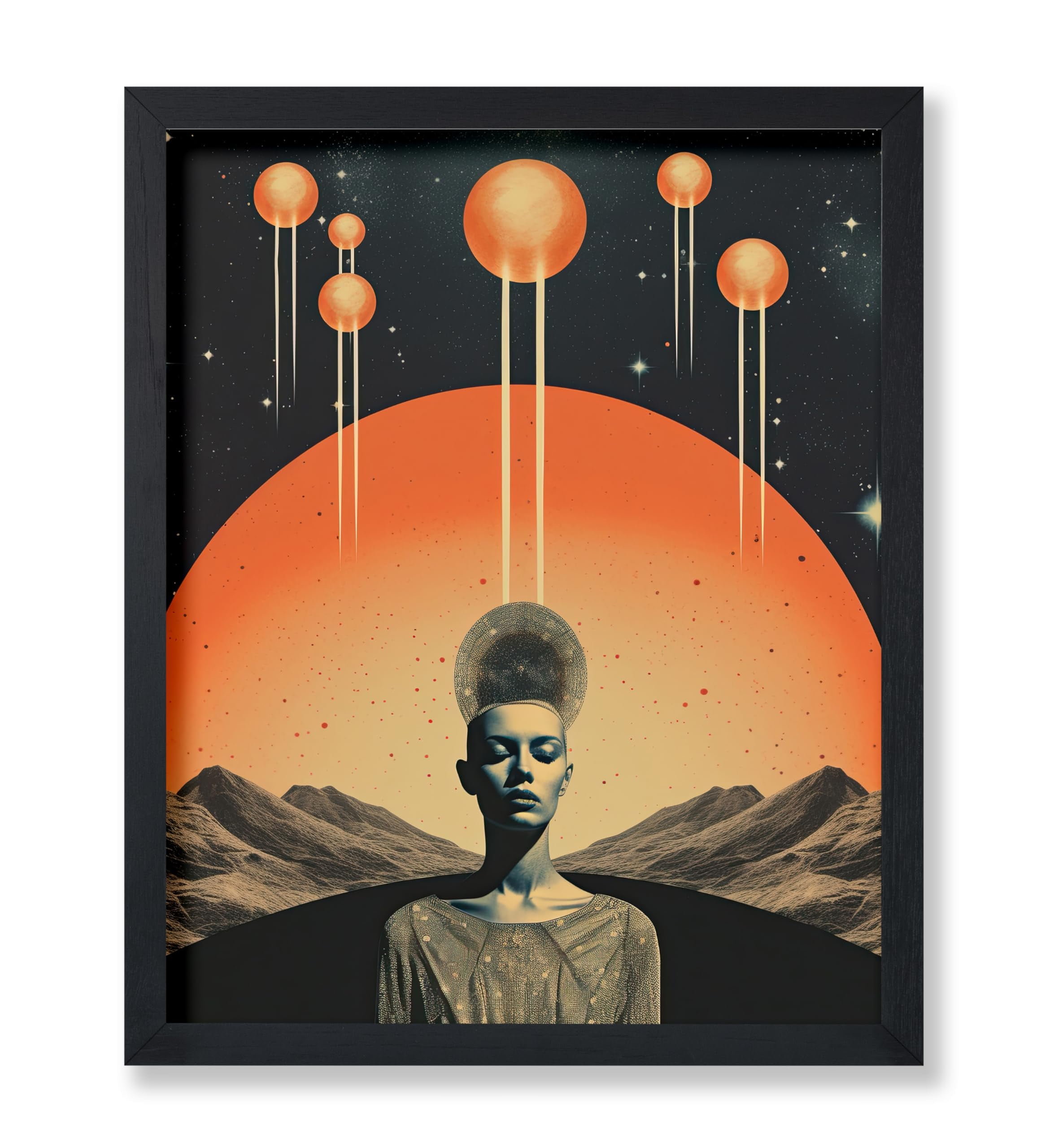 Poster Master Psychedelic Poster - Woman Portrait Print - Orange Moon ...