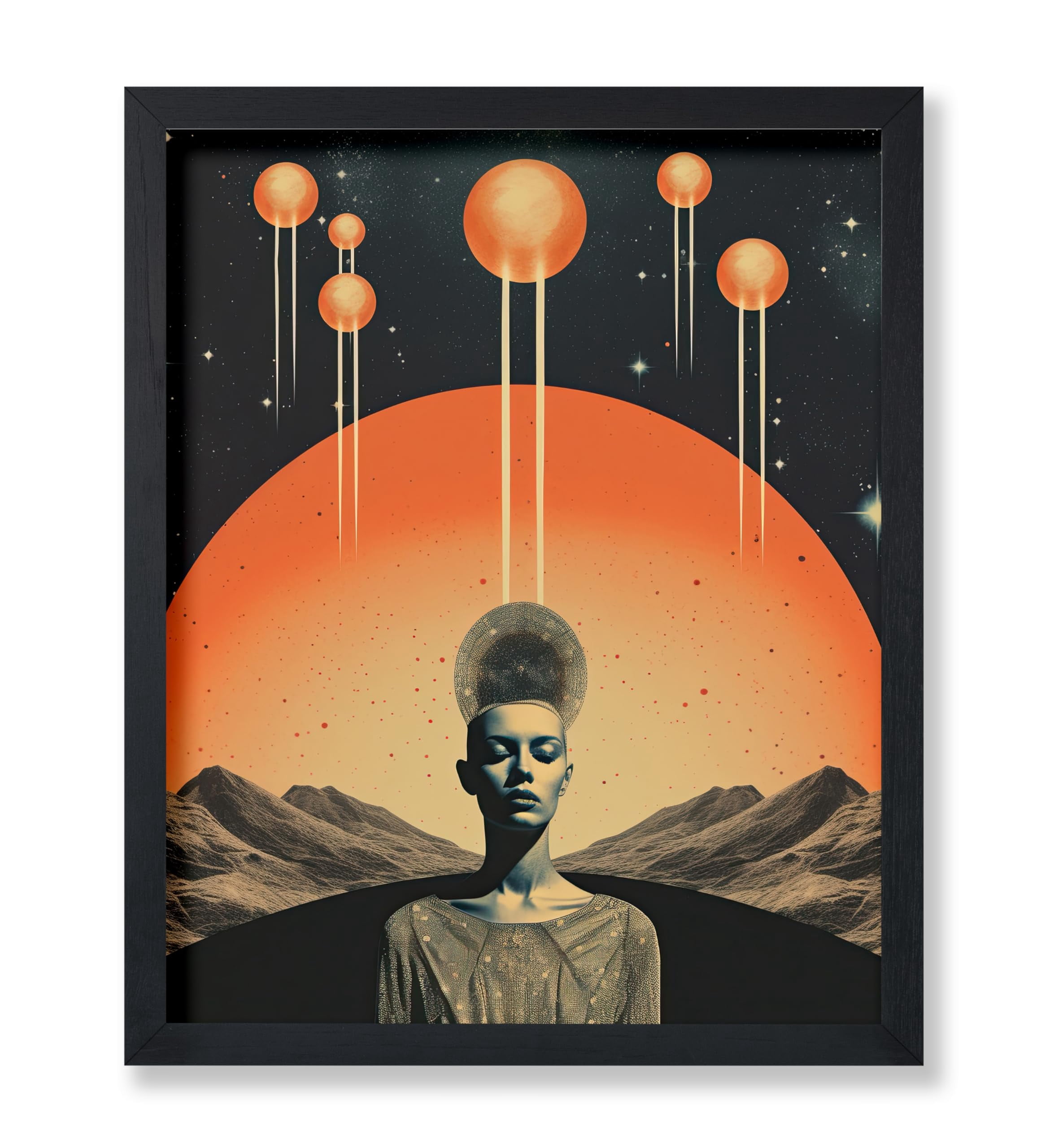 Poster Master Psychedelic Poster - Woman Portrait Print - Orange Moon ...