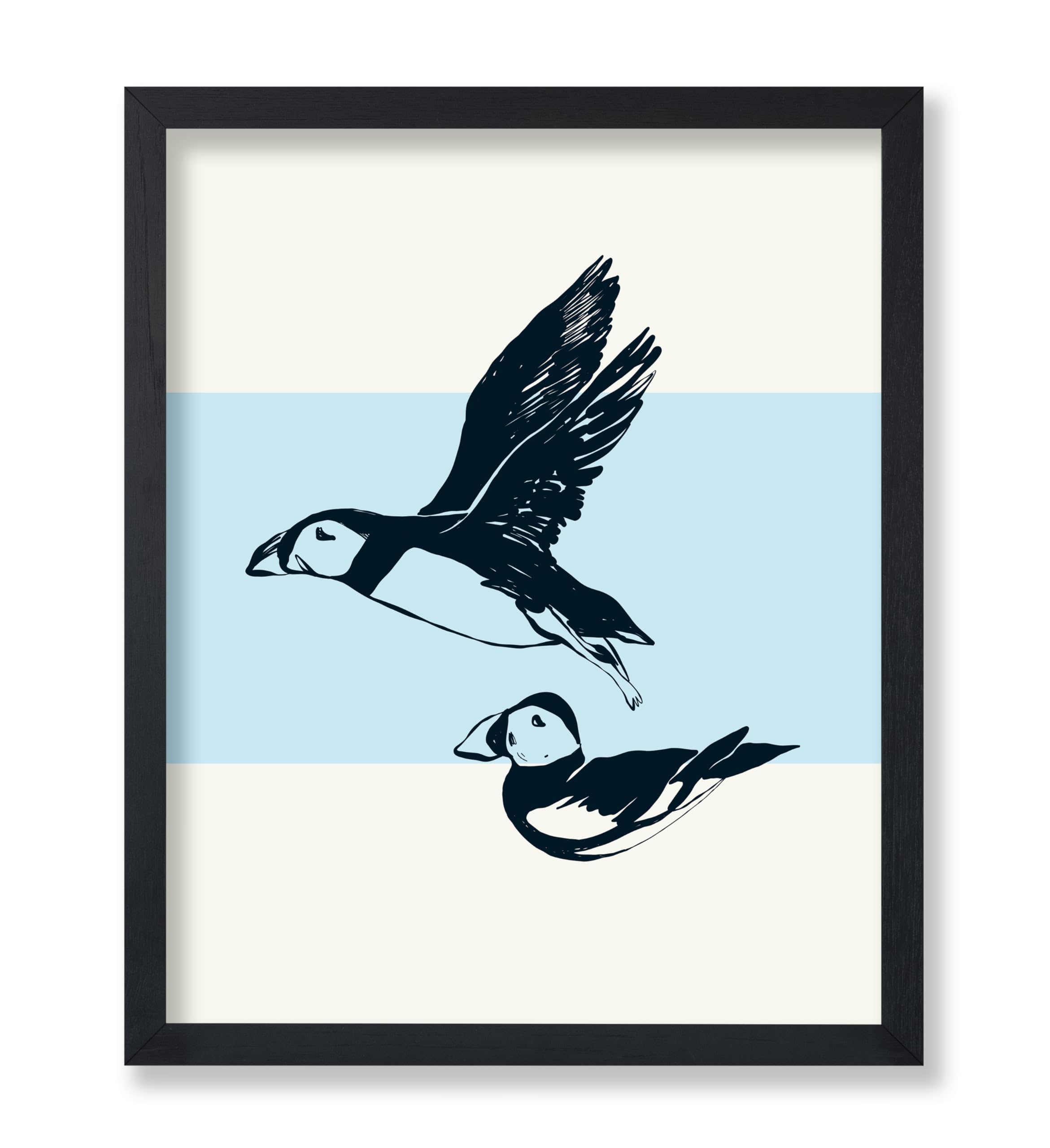 Poster Master Puffins Poster - Retro Bird Print - Seabird Art - Ocean ...