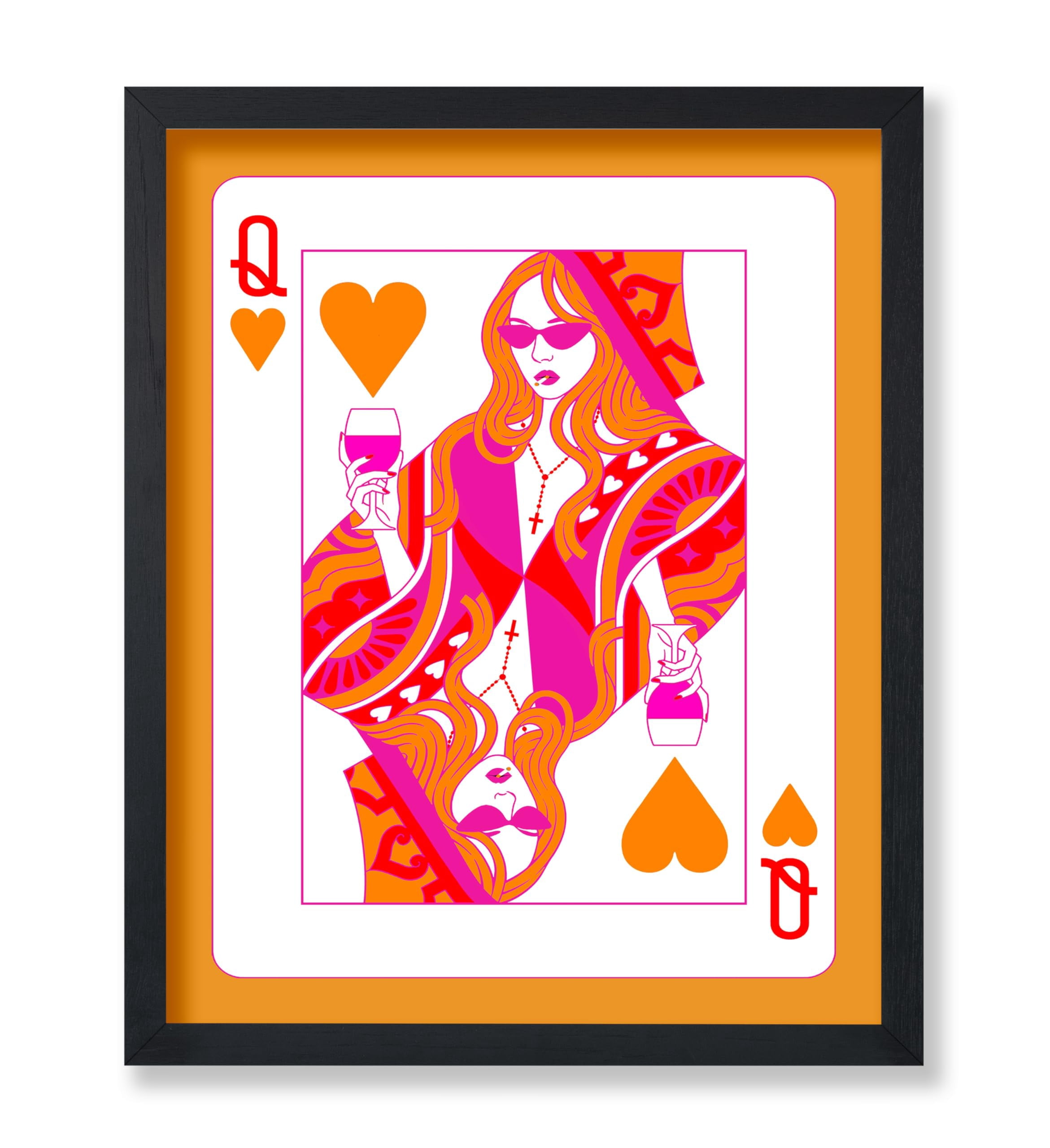 Poster Master Queen Of Hearts Poster - Retro Playing Cards Print ...