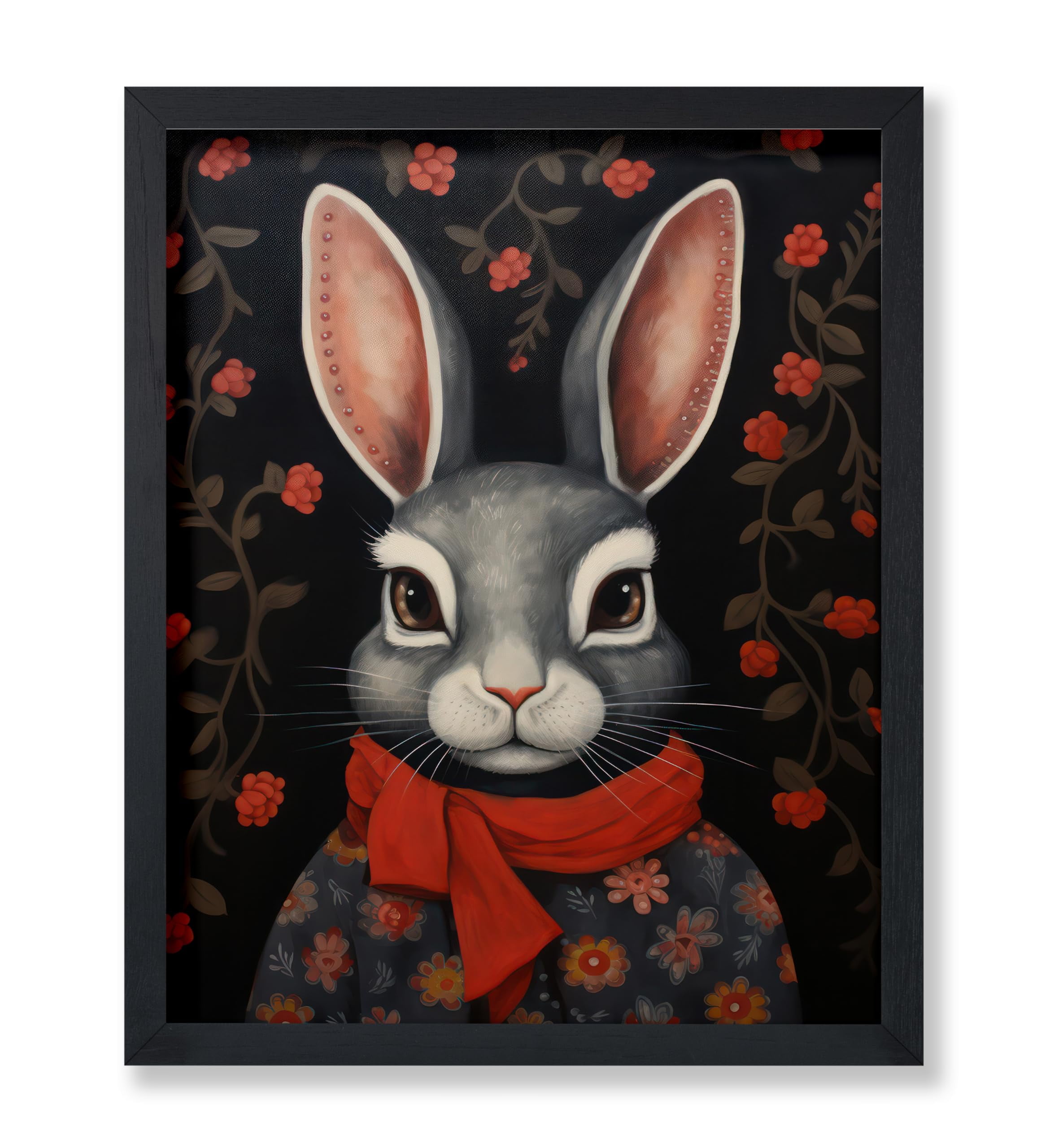 Poster Master Rabbit Poster - Flower Print - Bunny Art - Portrait Art ...