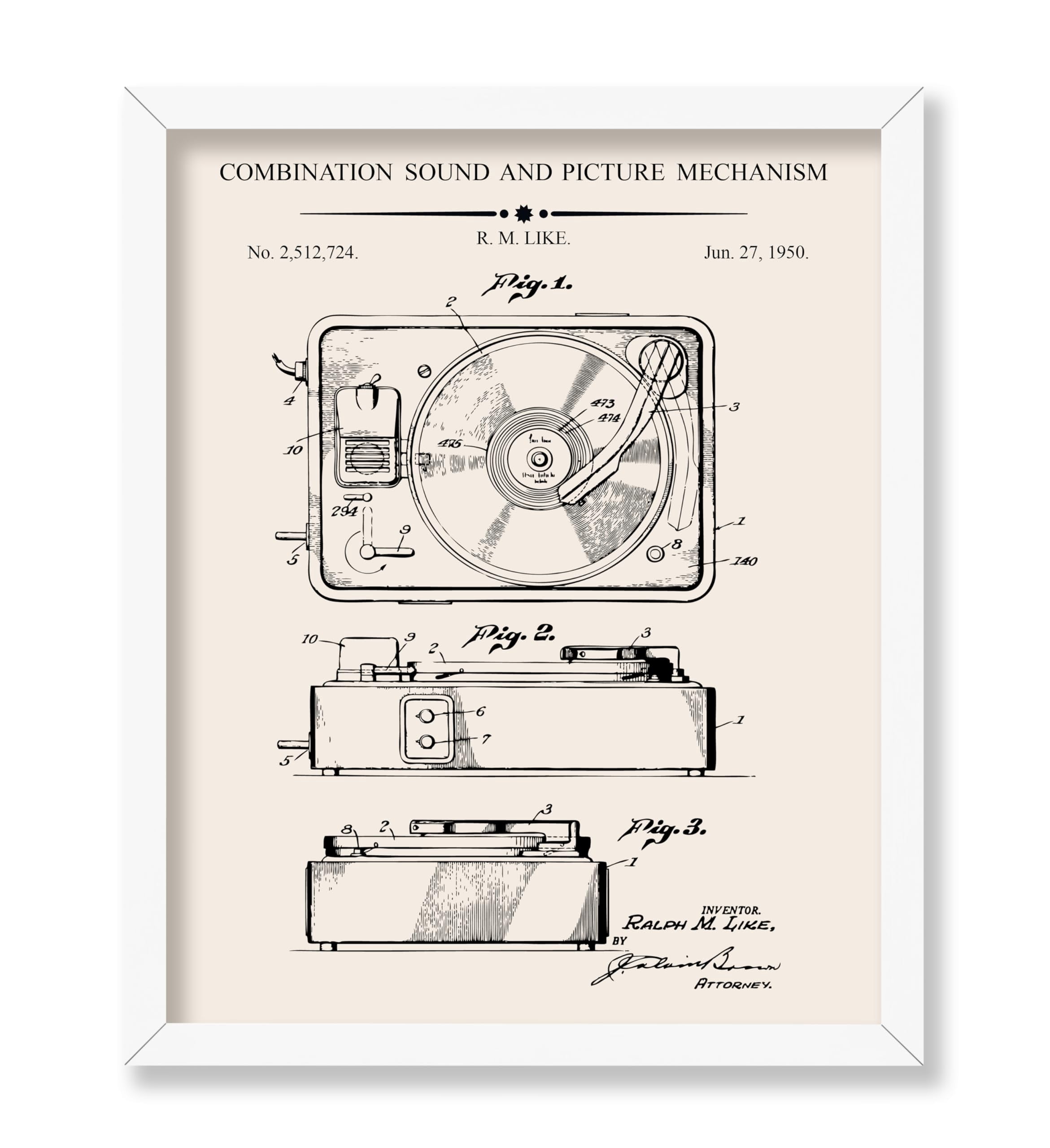 Poster Master Record Player Blueprint Poster - Record Player Patent ...