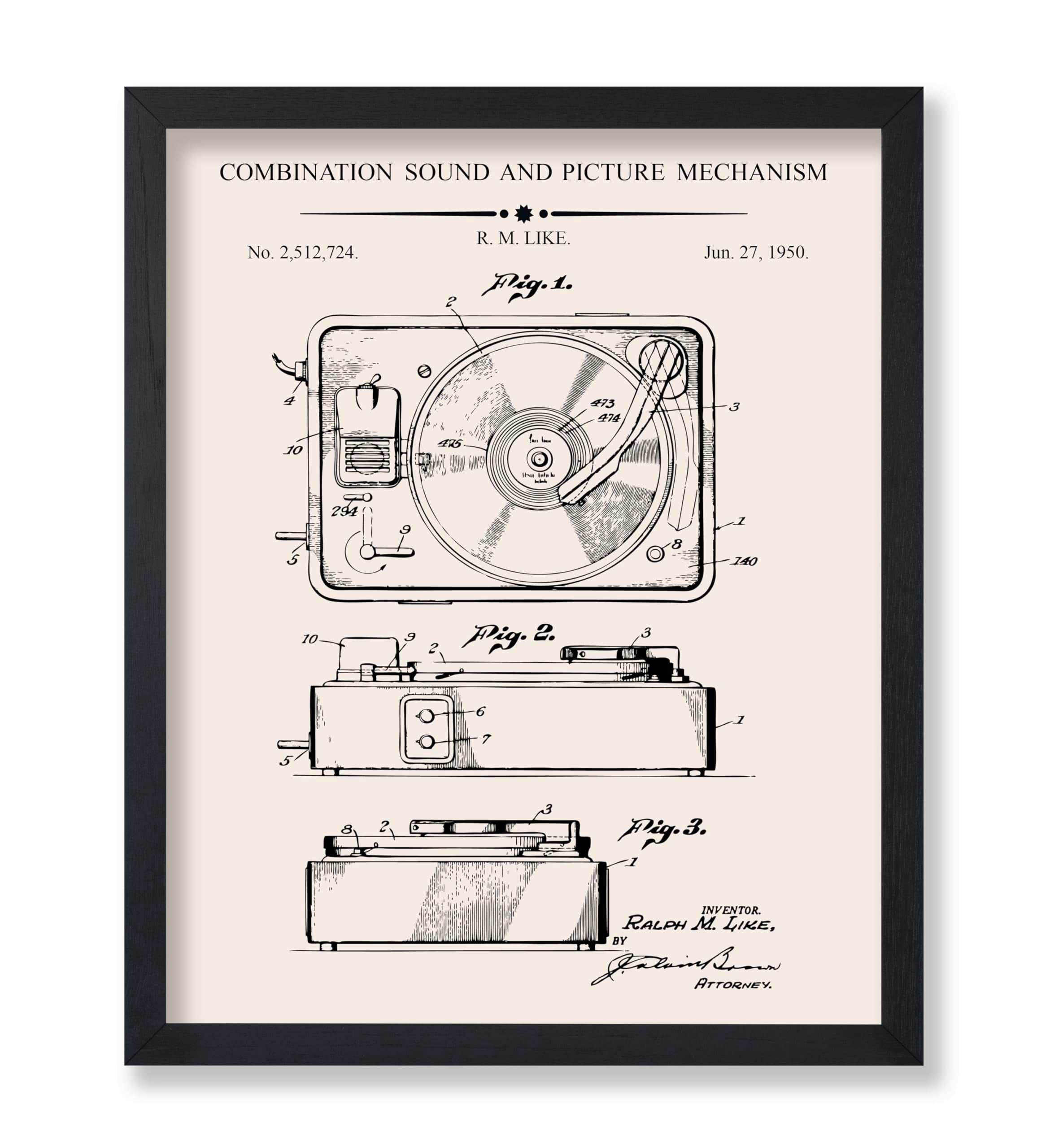 Poster Master Record Player Blueprint Poster - Record Player Patent ...