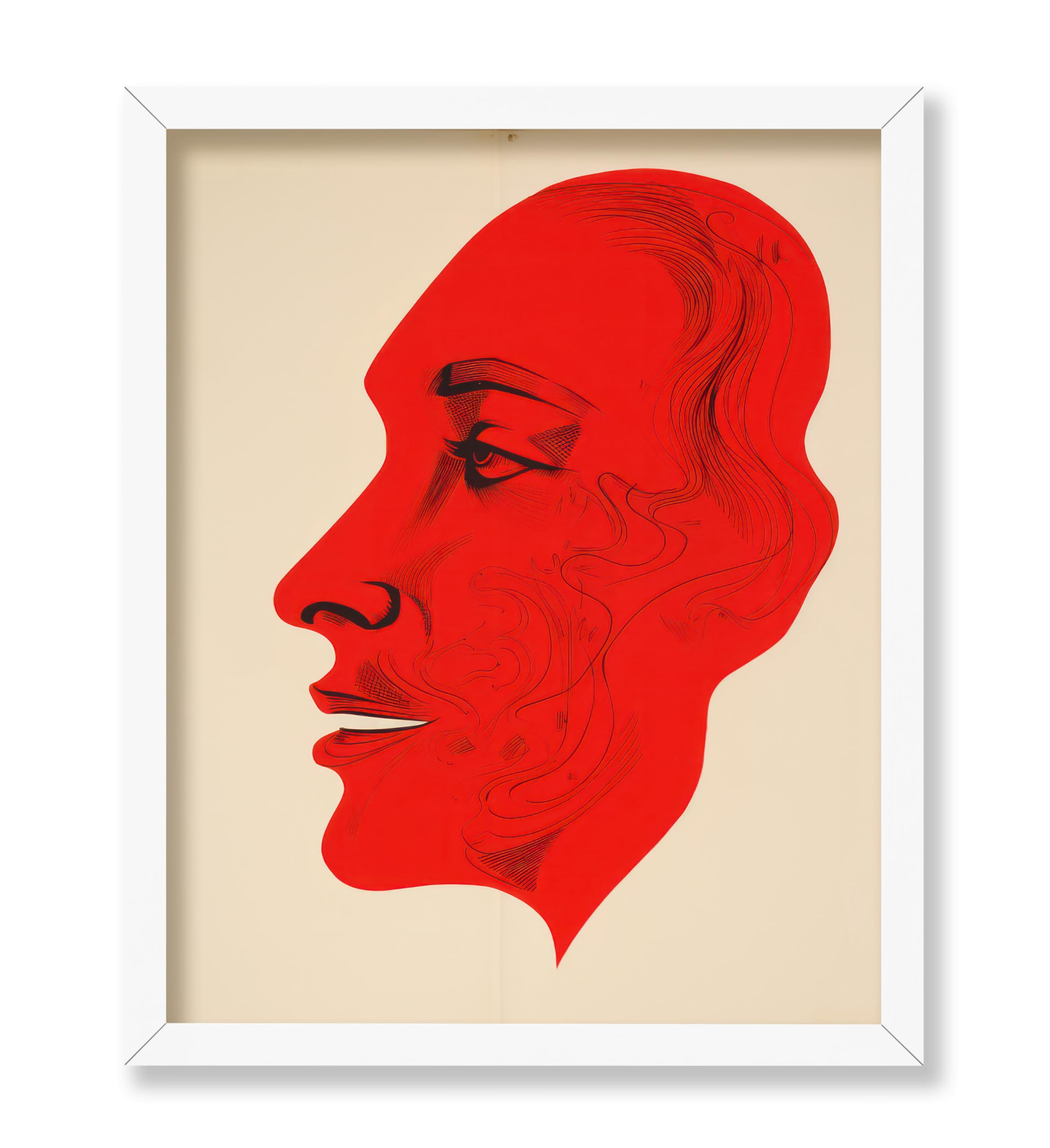 Poster Master Red Face Poster - Retro Side Portrait Print - Groovy Face ...