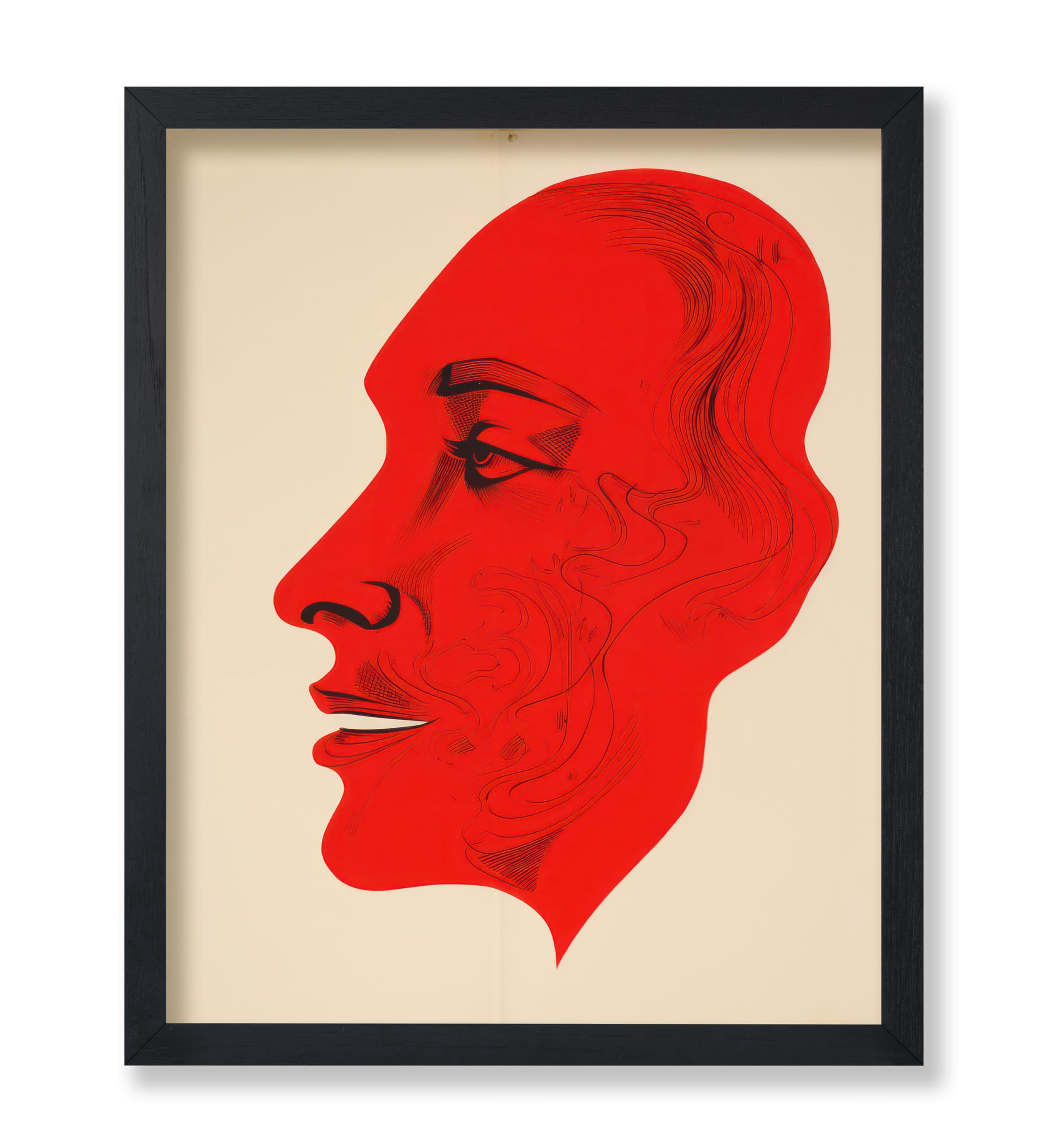 Poster Master Red Face Poster - Retro Side Portrait Print - Groovy Face ...