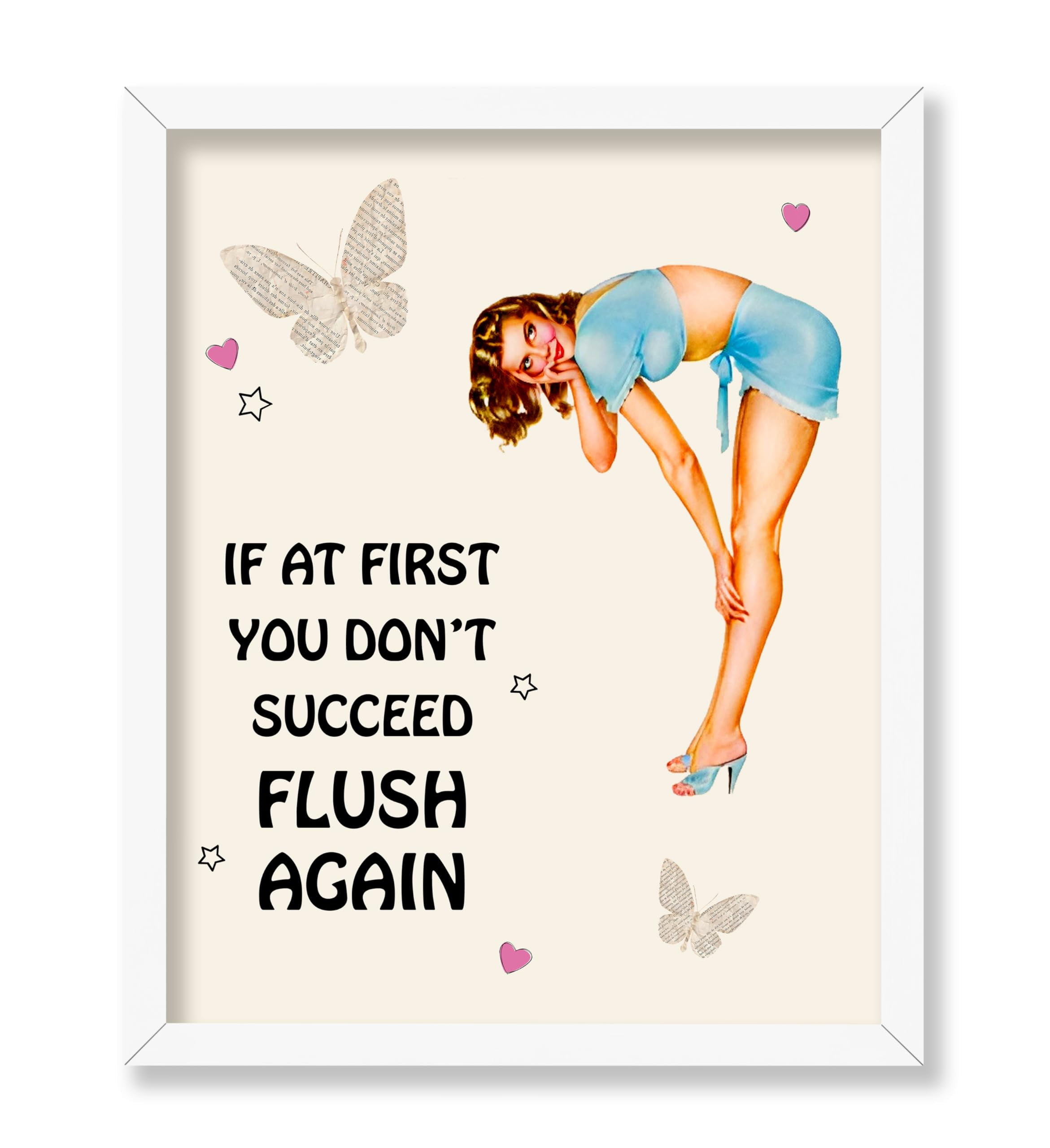 Poster Master Retro Pin-Up Girl Poster - If At First You Don't Succeed Flush Again Print ...