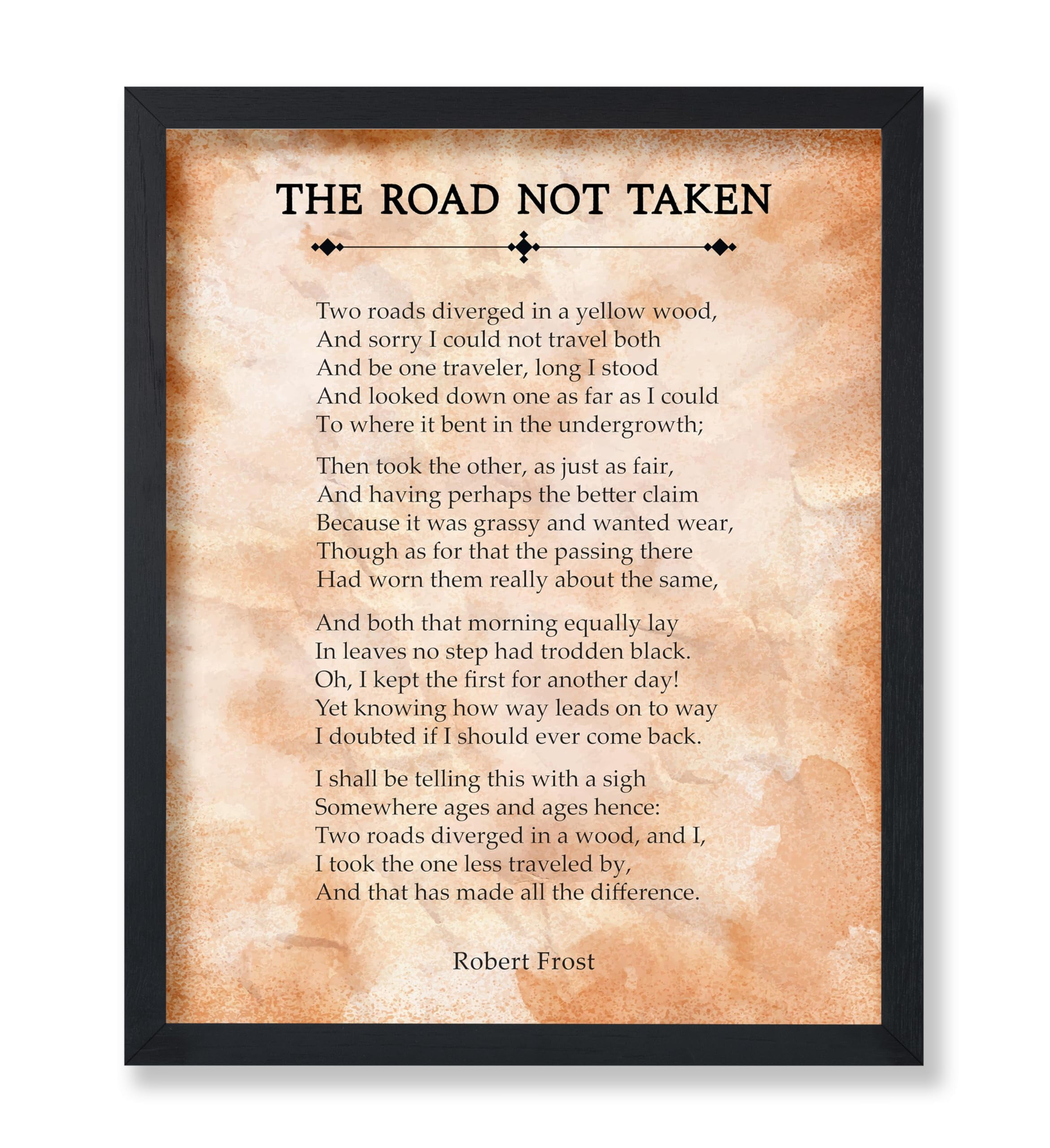 Poster Master Robert Frost Poster - The Road Not Taken Print - Motivational Quote Art - Poetry ...