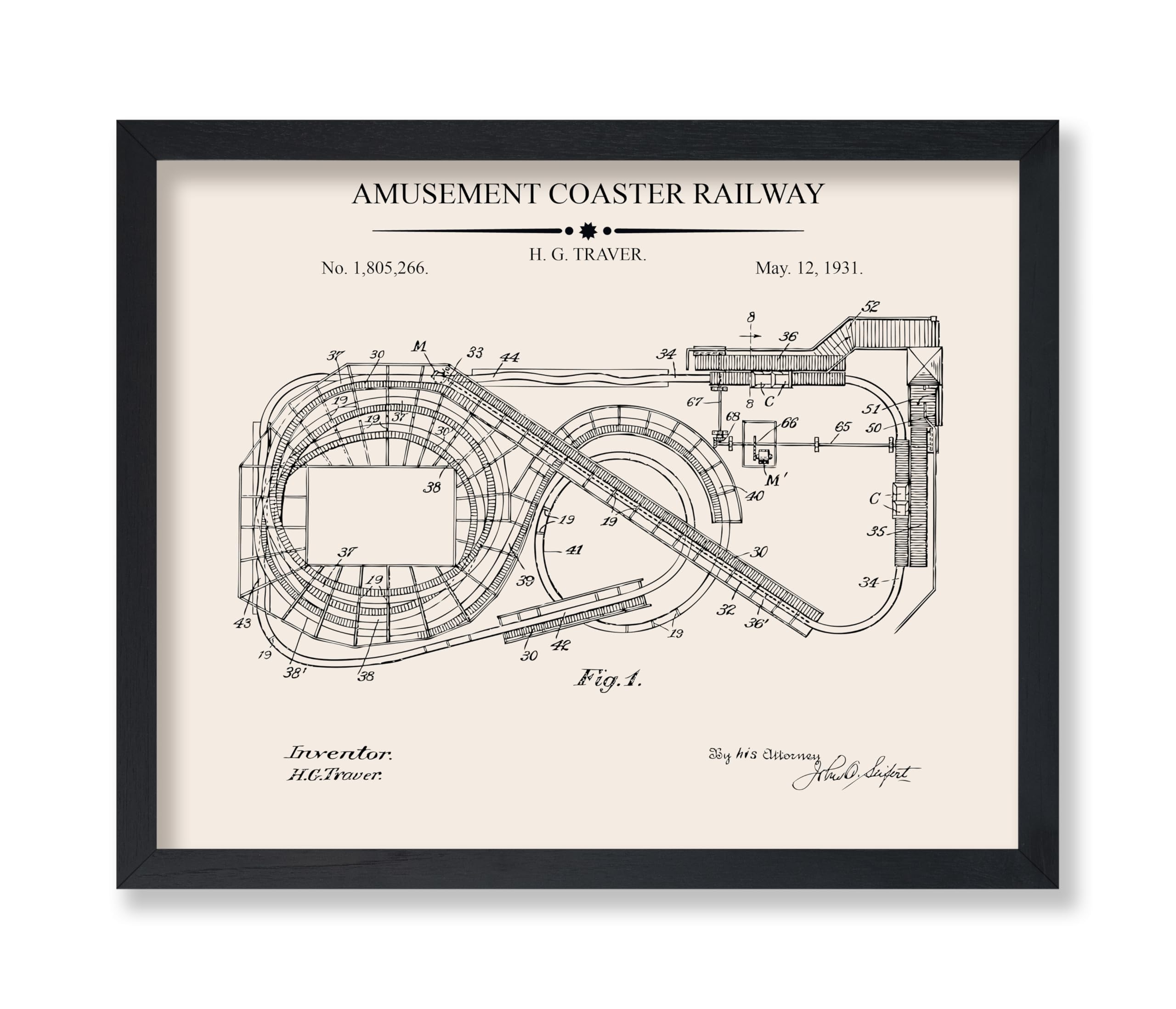 Poster Master Roller Coaster Blueprint Poster - Amusement Coaster ...