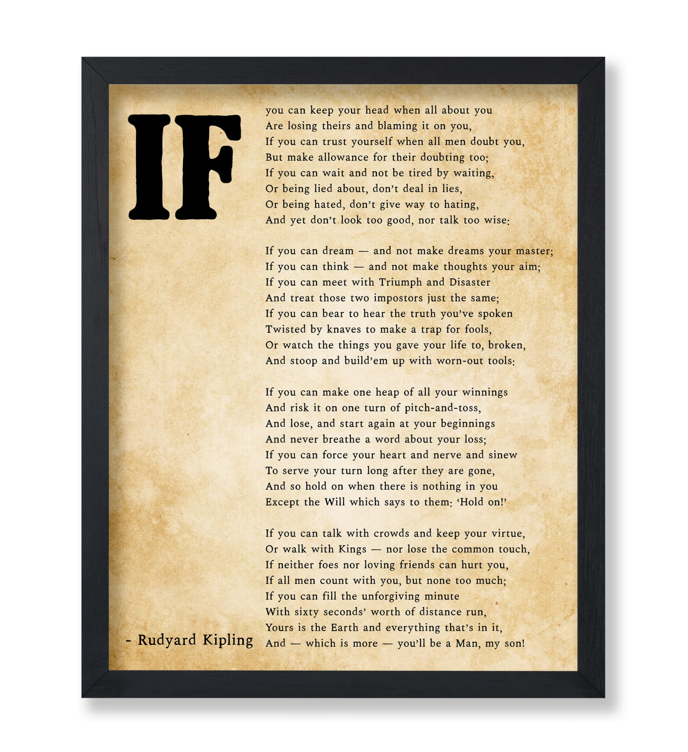 Poster Master Rudyard Kipling Poster - IF Poem Print - Motivational ...