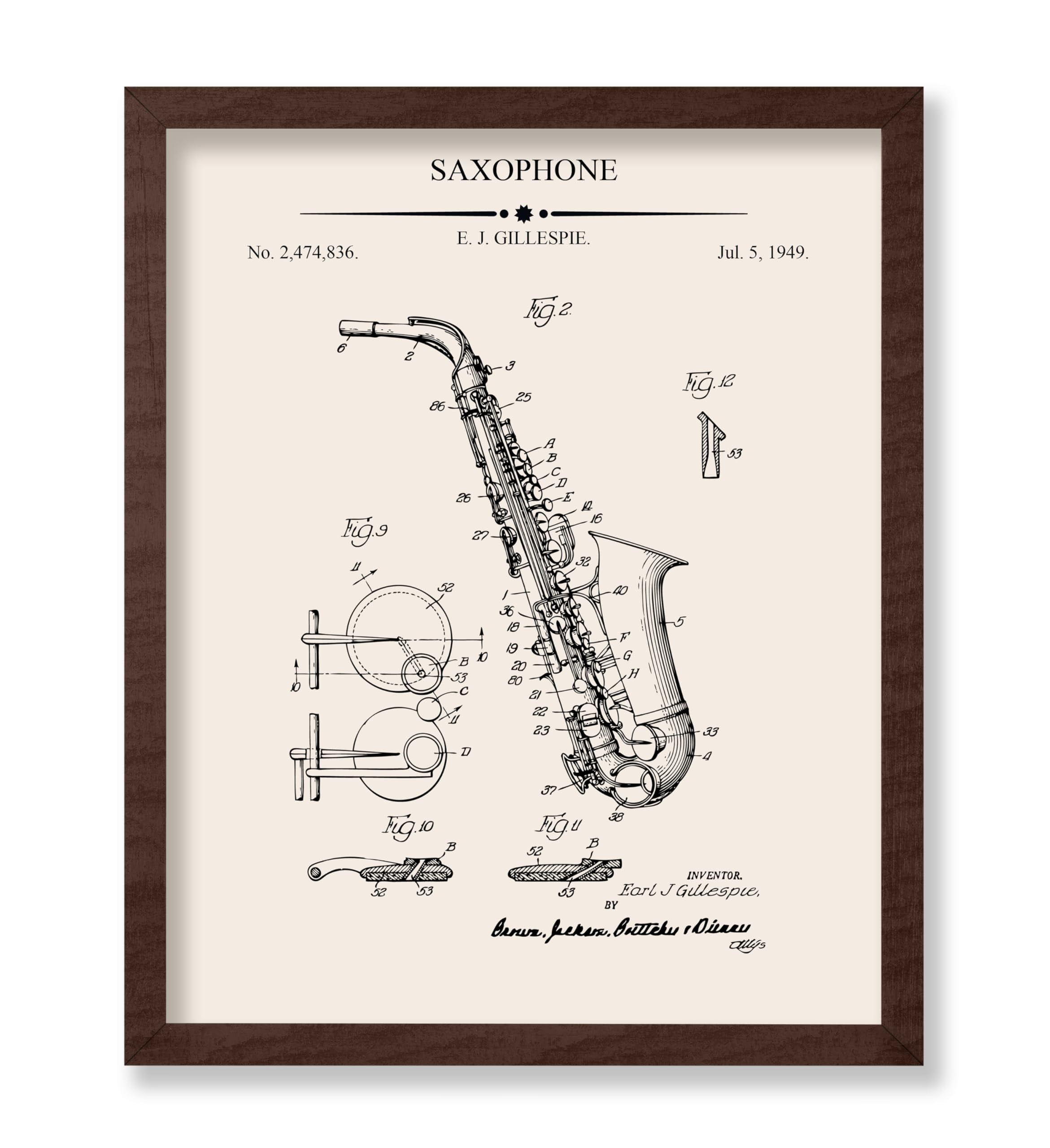 Poster Master Saxophone Blueprint Poster - Saxophone Patent Print ...