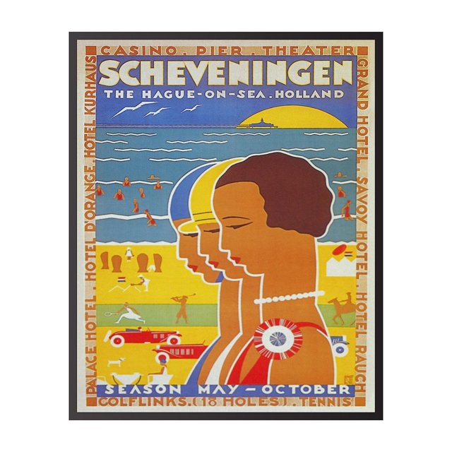 Poster Master Scheveningen Beach Wall Art - Holland Vintage Print - The Hague on Sea - 16x20 ...