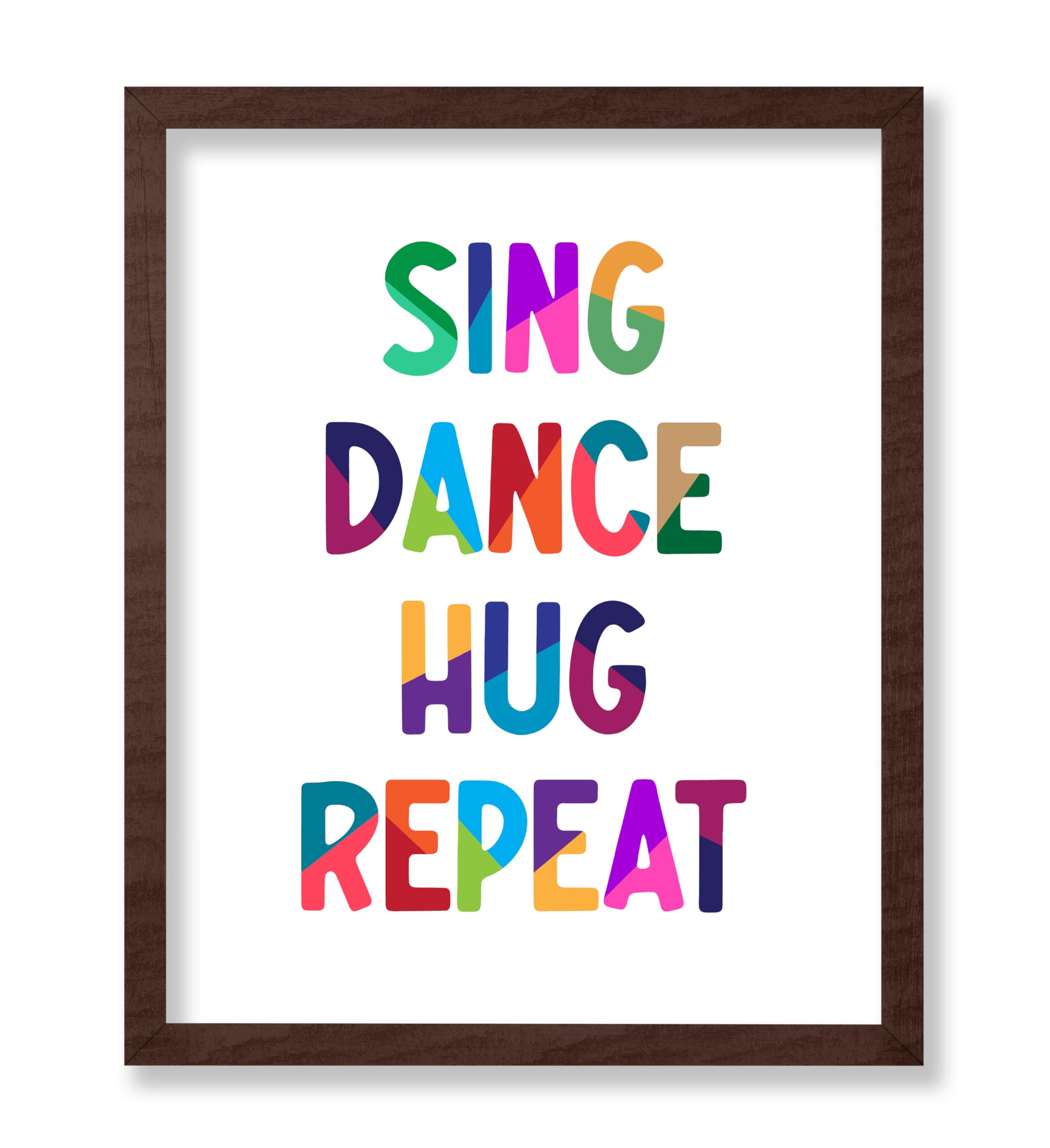 Poster Master Sing Dance Hug Repeat Poster - Typography Print - Rainbow ...