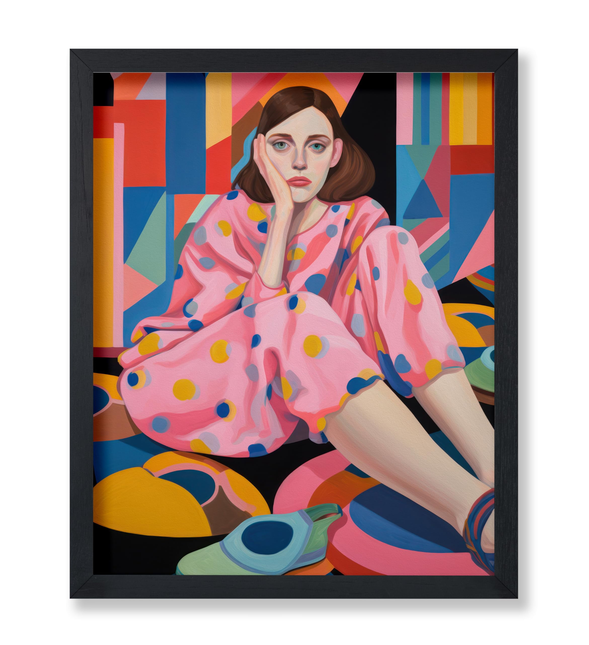 Poster Master Sitting Woman Poster - Polka Dots Print - Trendy Art ...