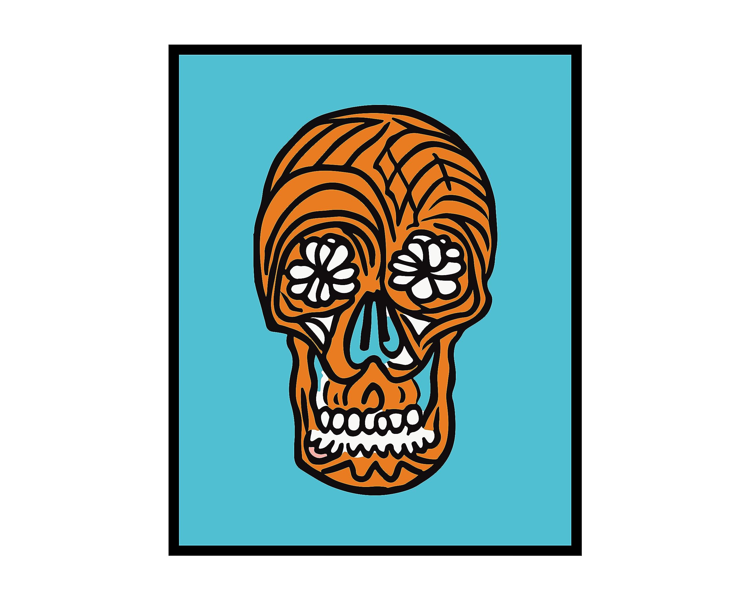 Poster Master Skull Poster - Flowery Eyed Skull Print - Halloween Art ...