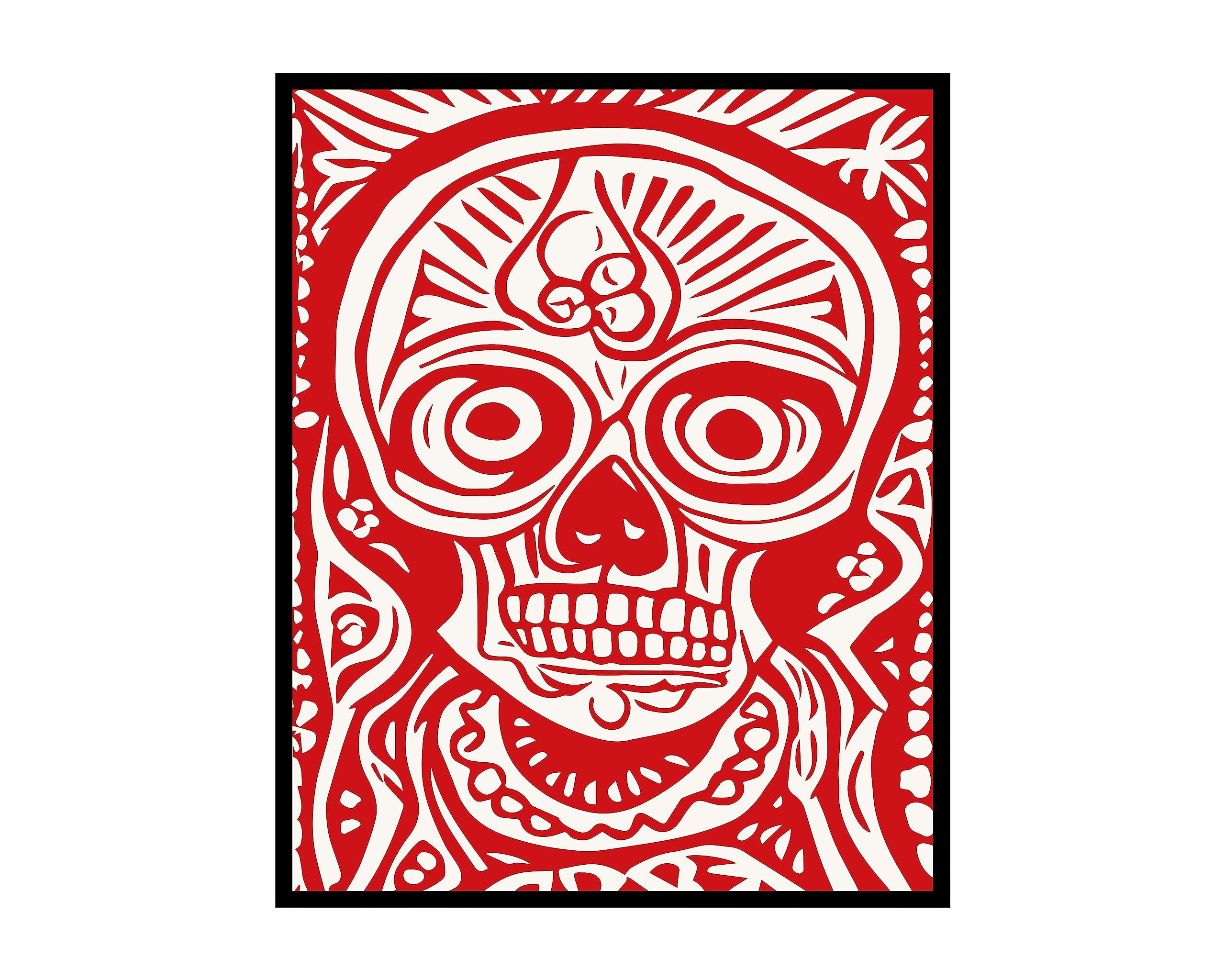 Poster Master Skull Poster - Red White Skull Print - Halloween Art ...
