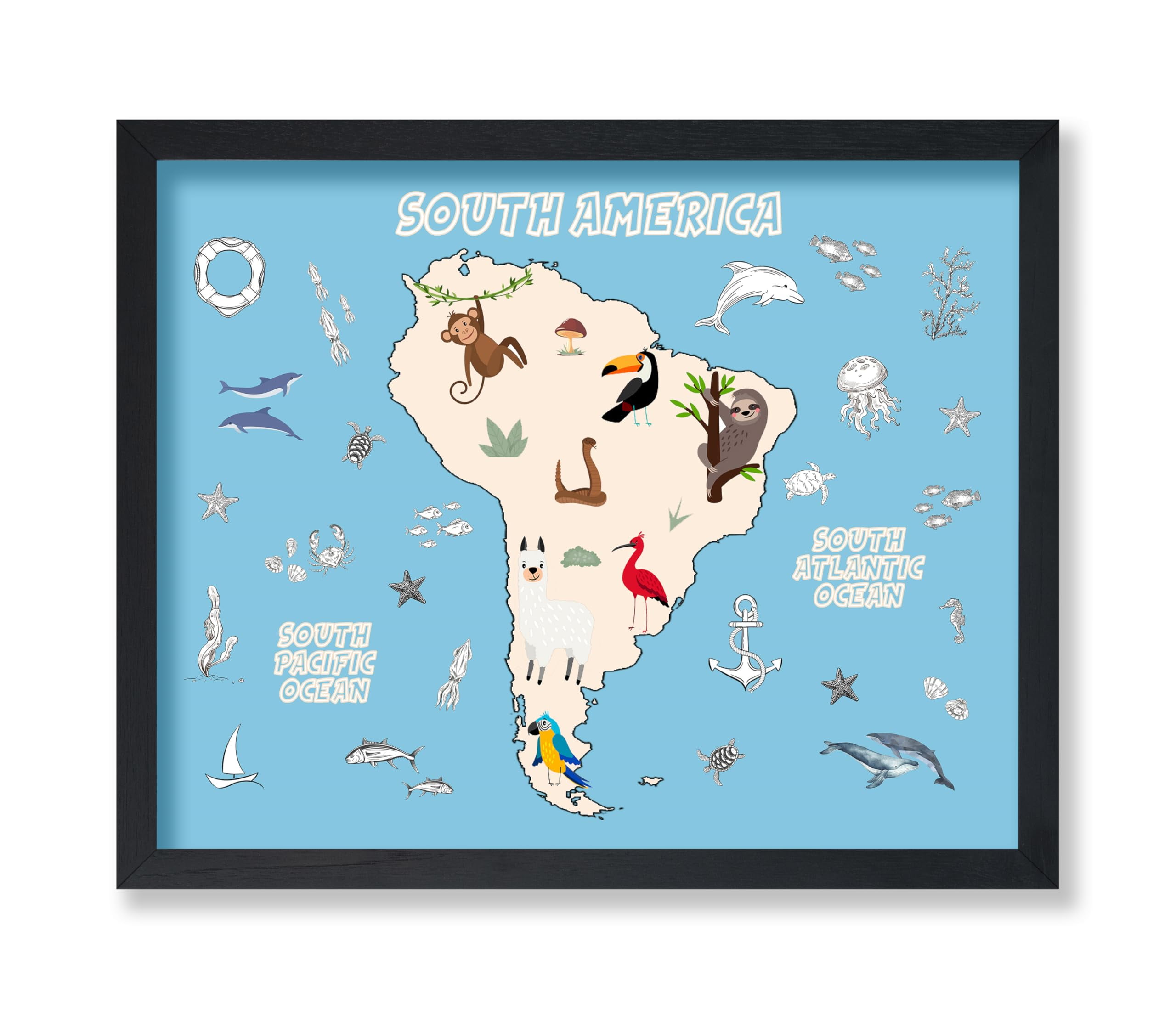 Poster Master South America Continent Map Poster - Animal Map Print ...