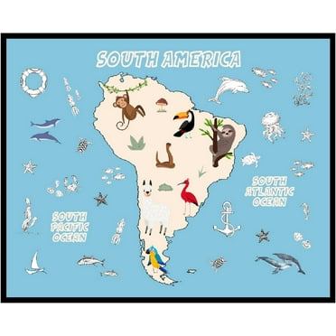 Iconic Arts Laminated 24"x31" Poster: Detailed Political map of South ...